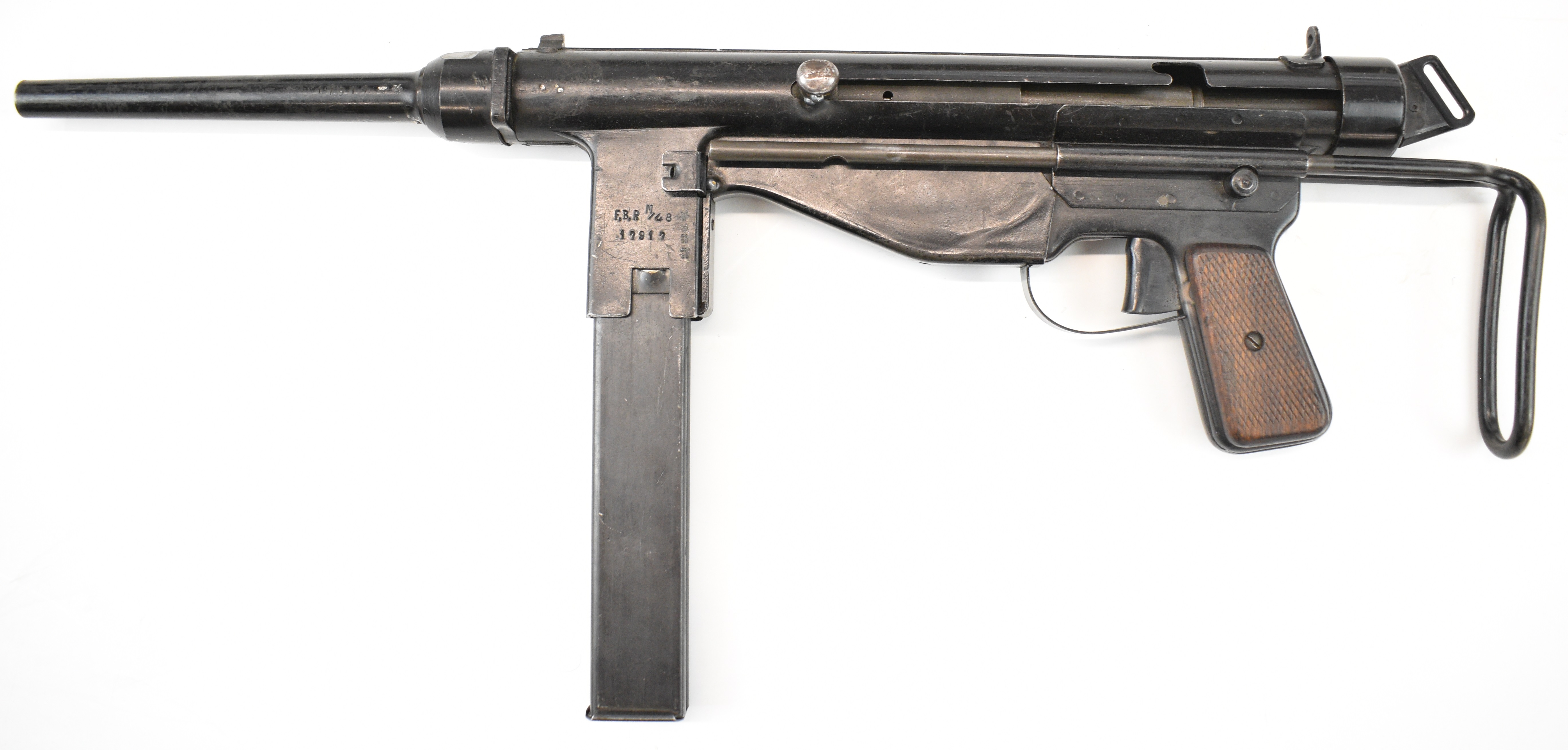 Decativated FBP 9mm submachine gun with frame stamped 'FBP M/48 17917 ...