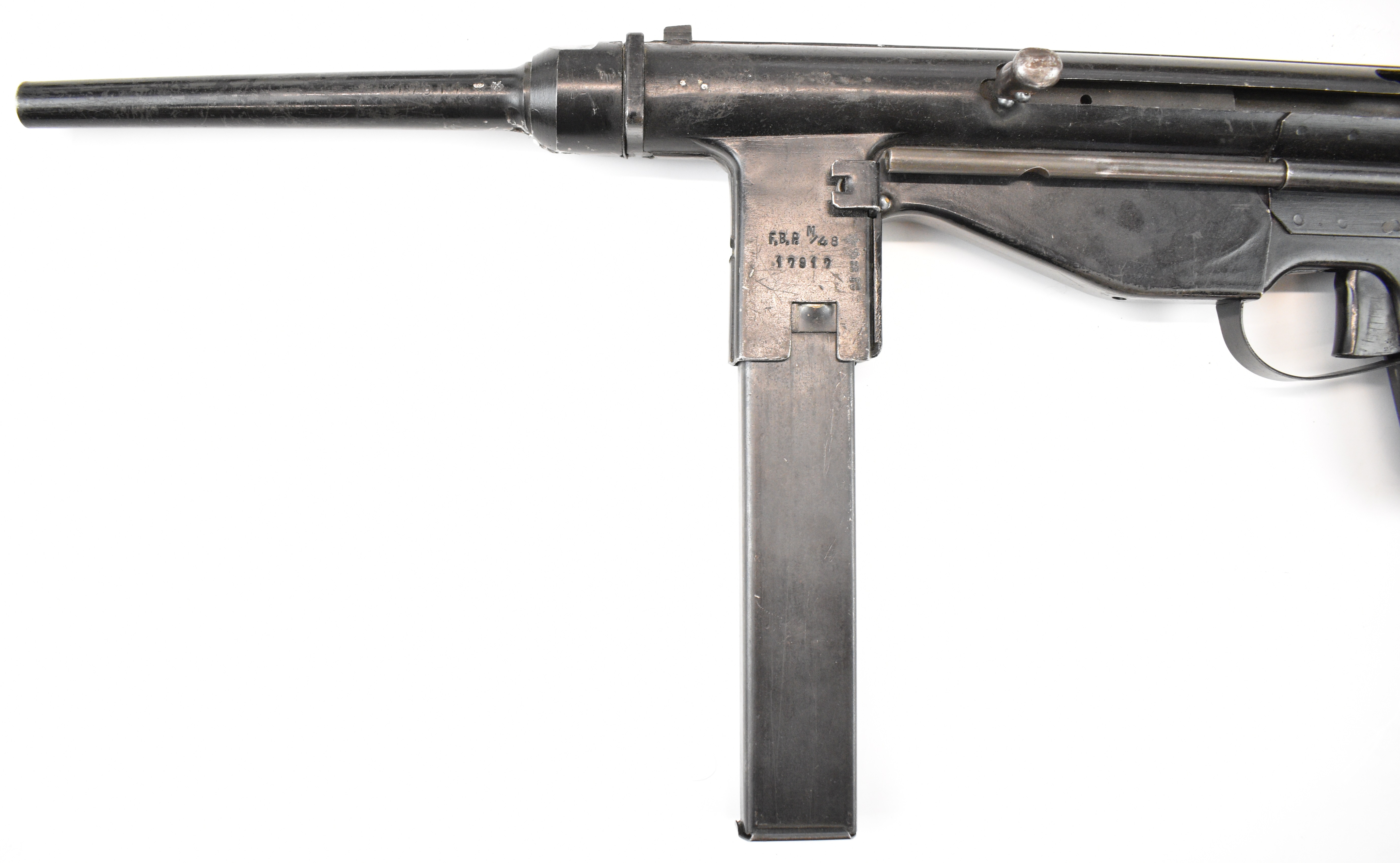 Decativated FBP 9mm submachine gun with frame stamped 'FBP M/48 17917 ...