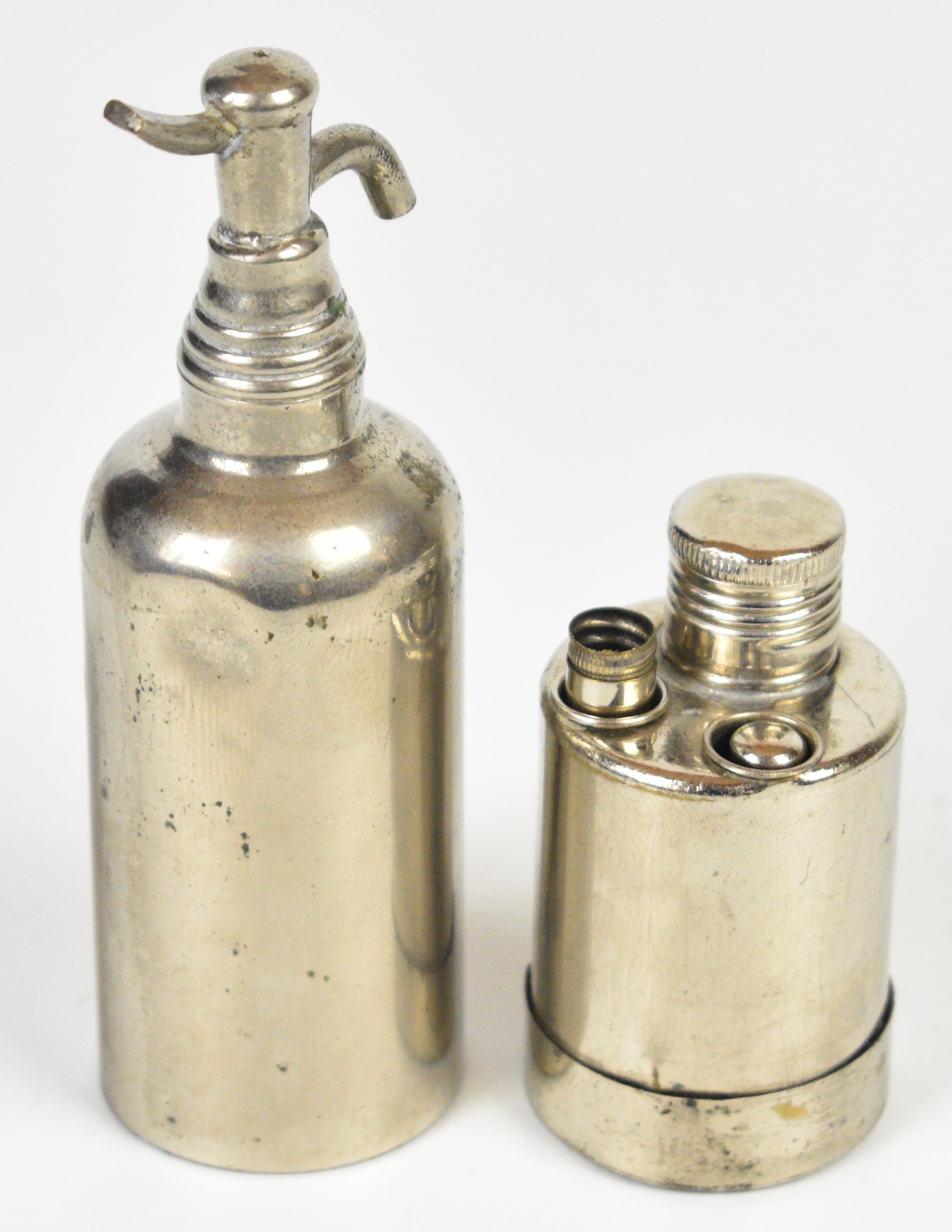 Novelty writing set formed as a soda syphon, the top sliding off to ...