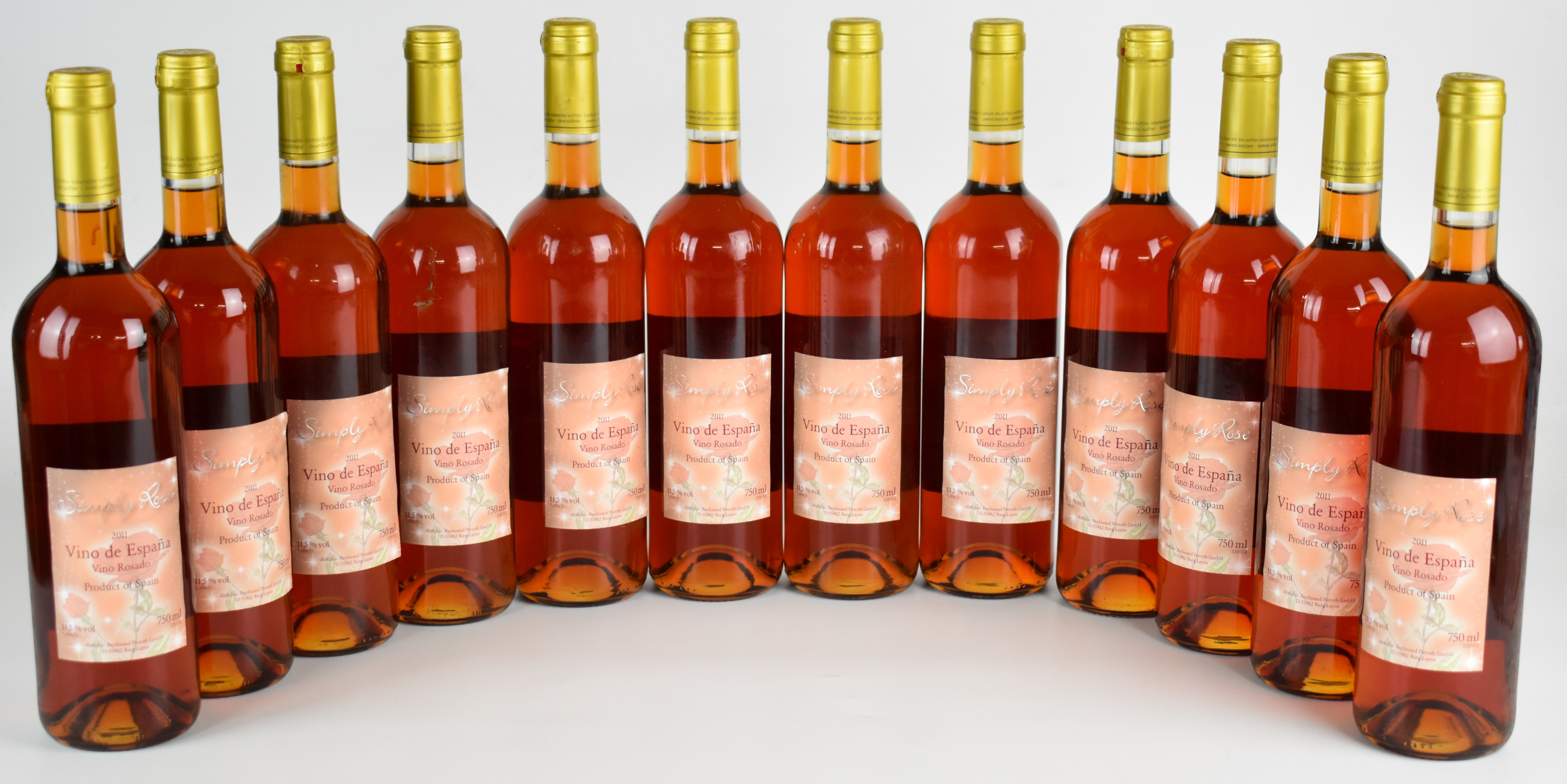 Twelve bottles of Pieroth Simply Rosé wine, 2011, 11.5% vol, 75cl ...