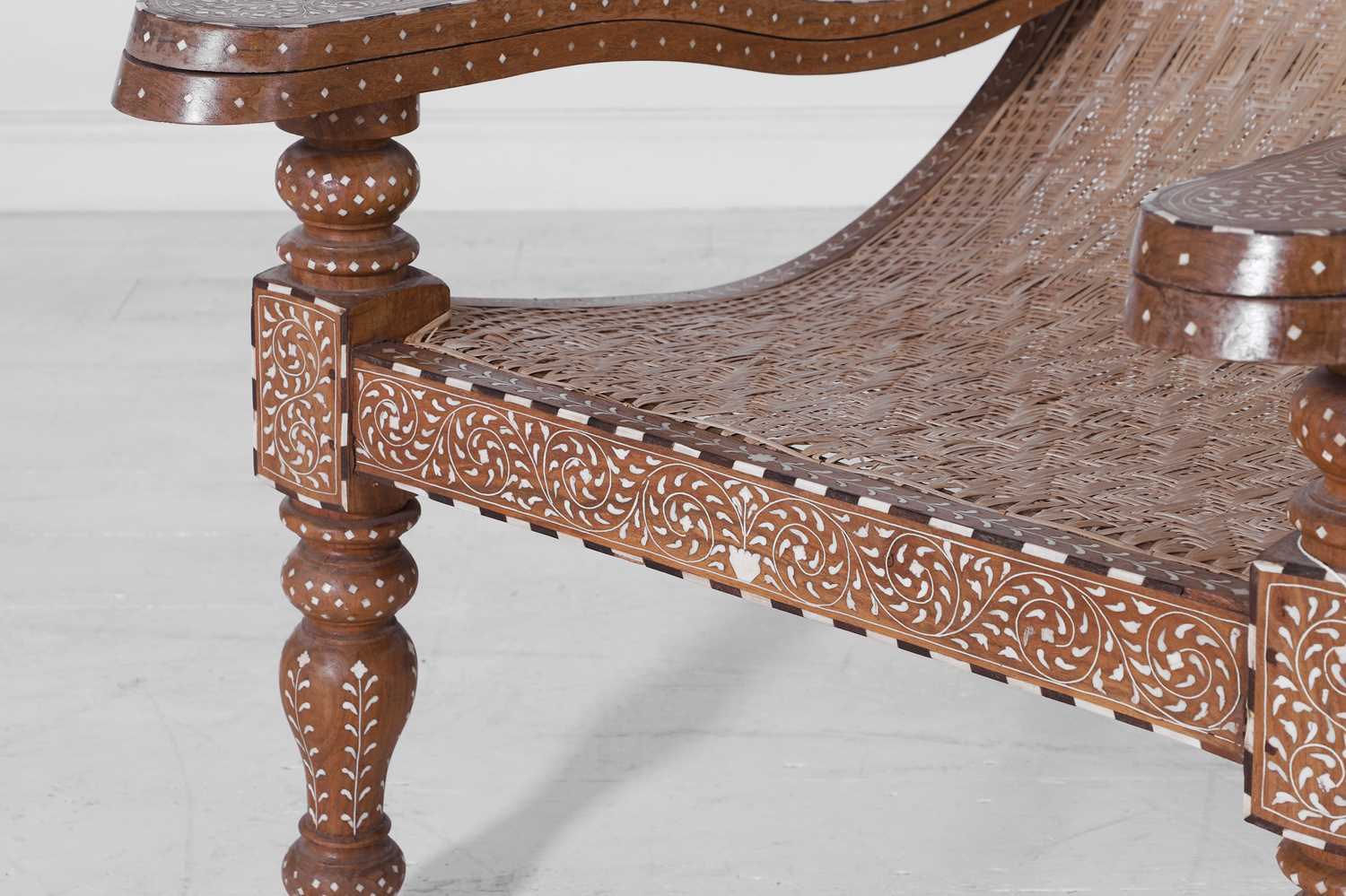 A teak, bone and ebony plantation chair, late 19th/early 20th century ...