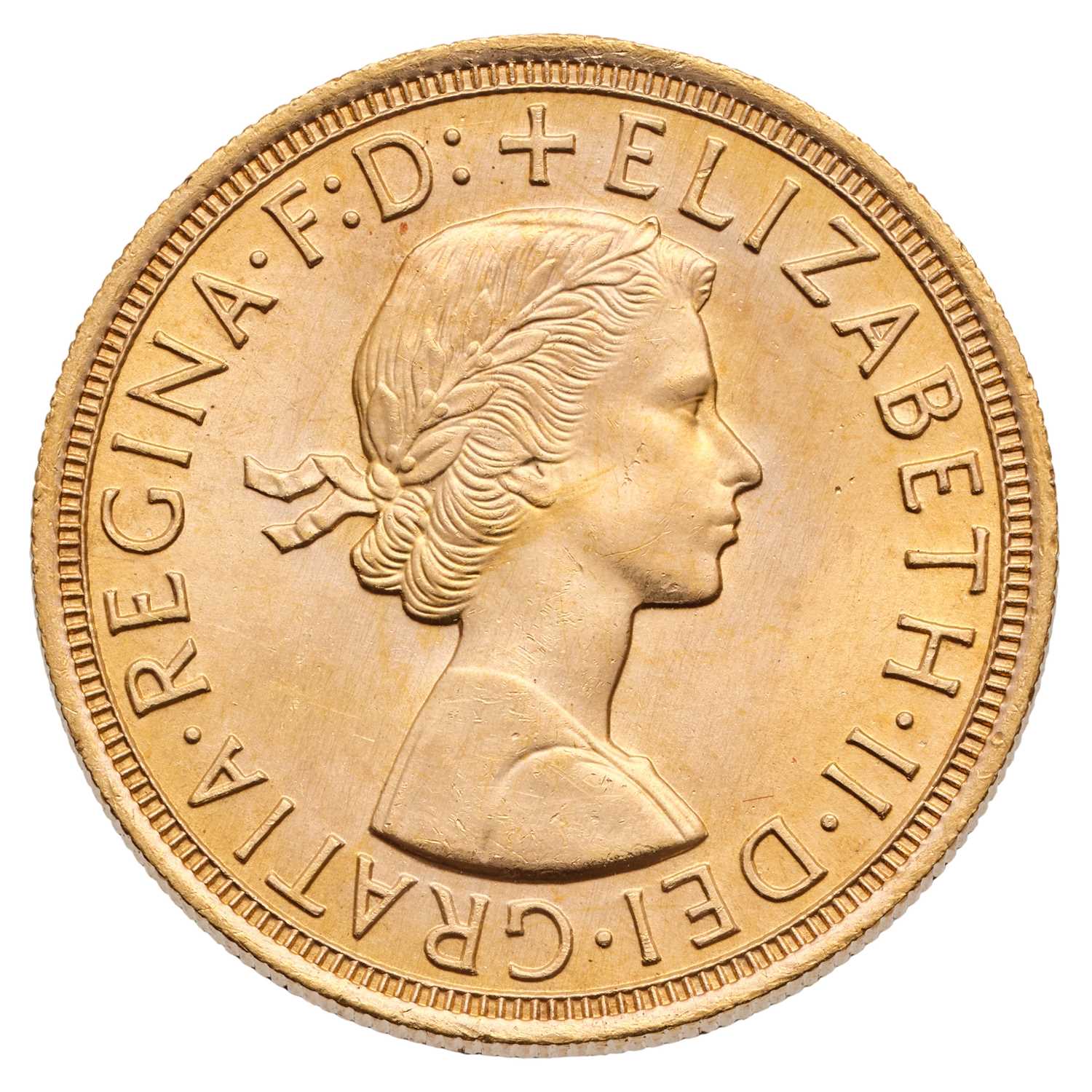 Elizabeth II, Sovereign 1957; uncirculated with full lustre