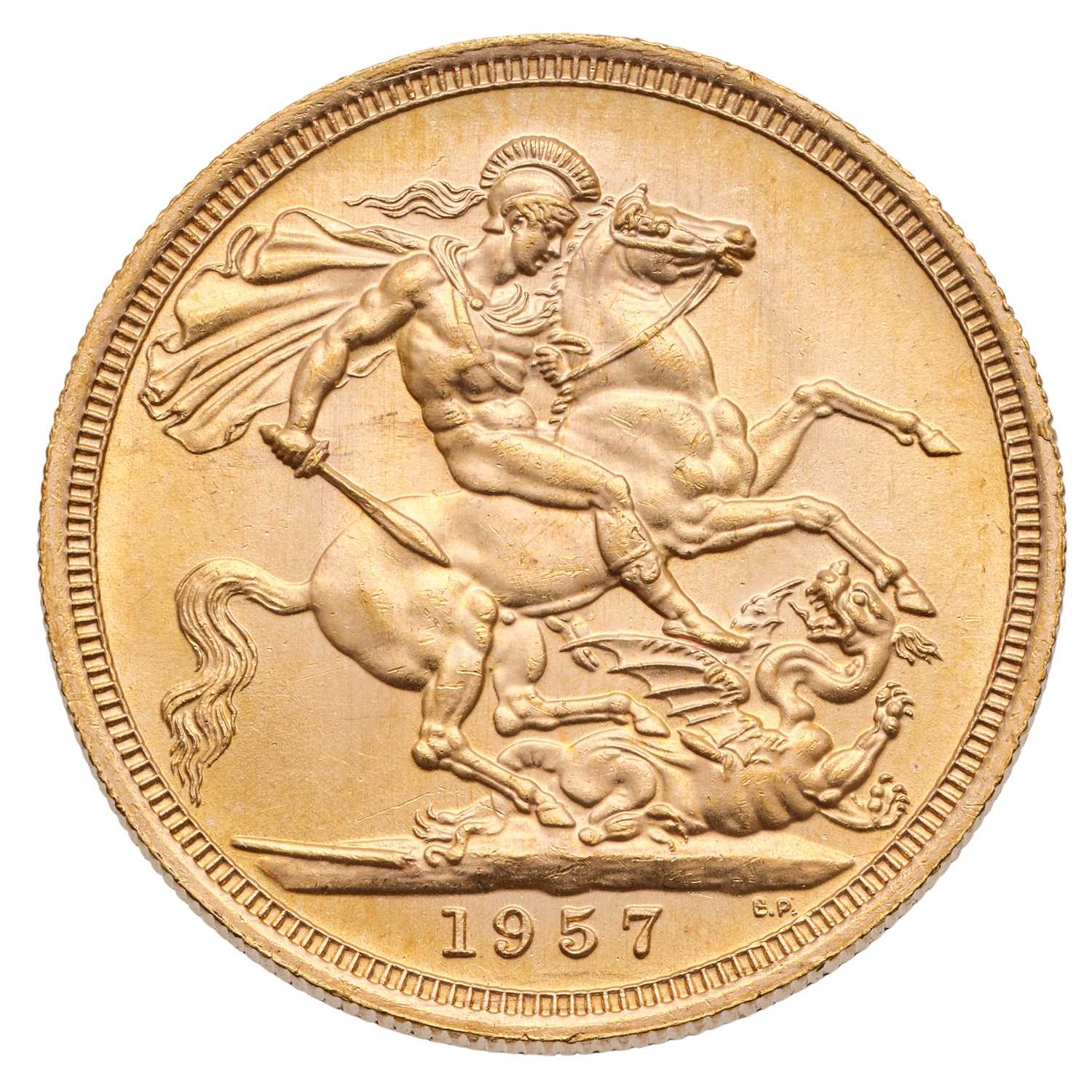 Elizabeth II, Sovereign 1957; uncirculated with full lustre