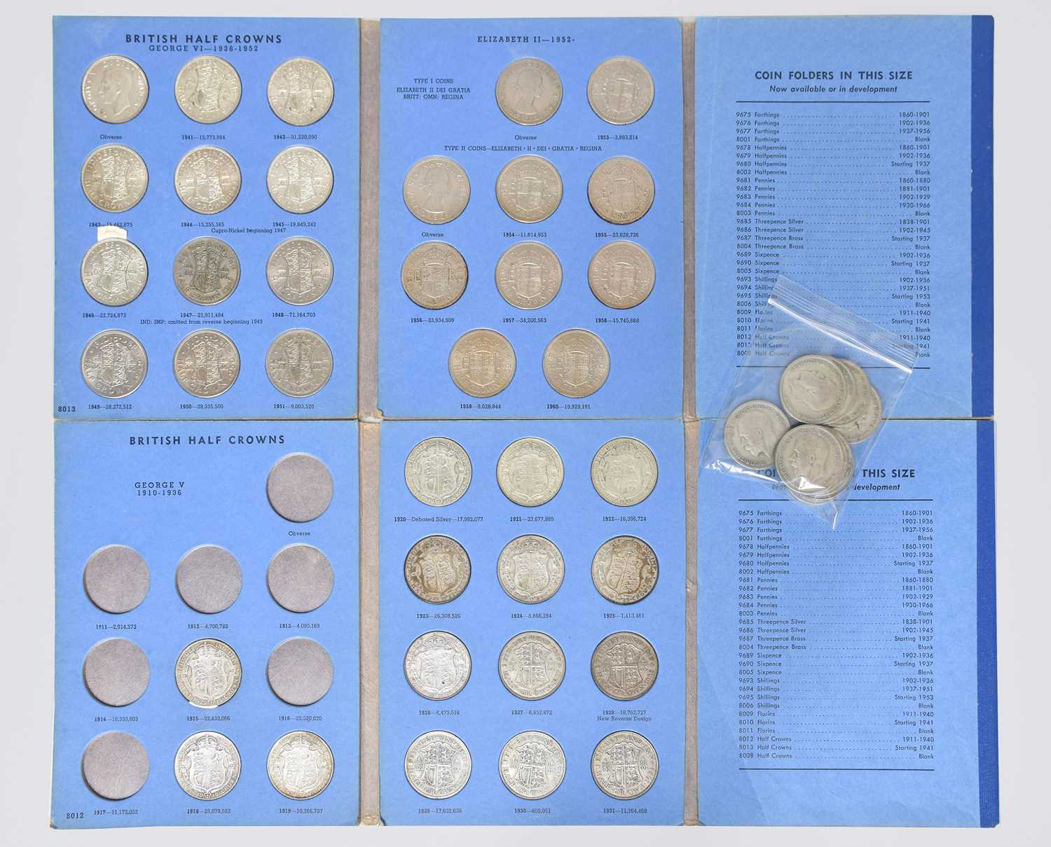 A Pair of Halfcrown Whitman Folders, to include: 1911-1940, missing ...