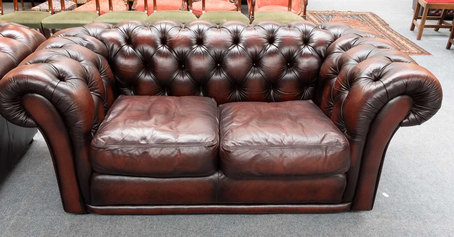 A Saxon Brown Leather Chesterfield Style Sofa, 190cm wide