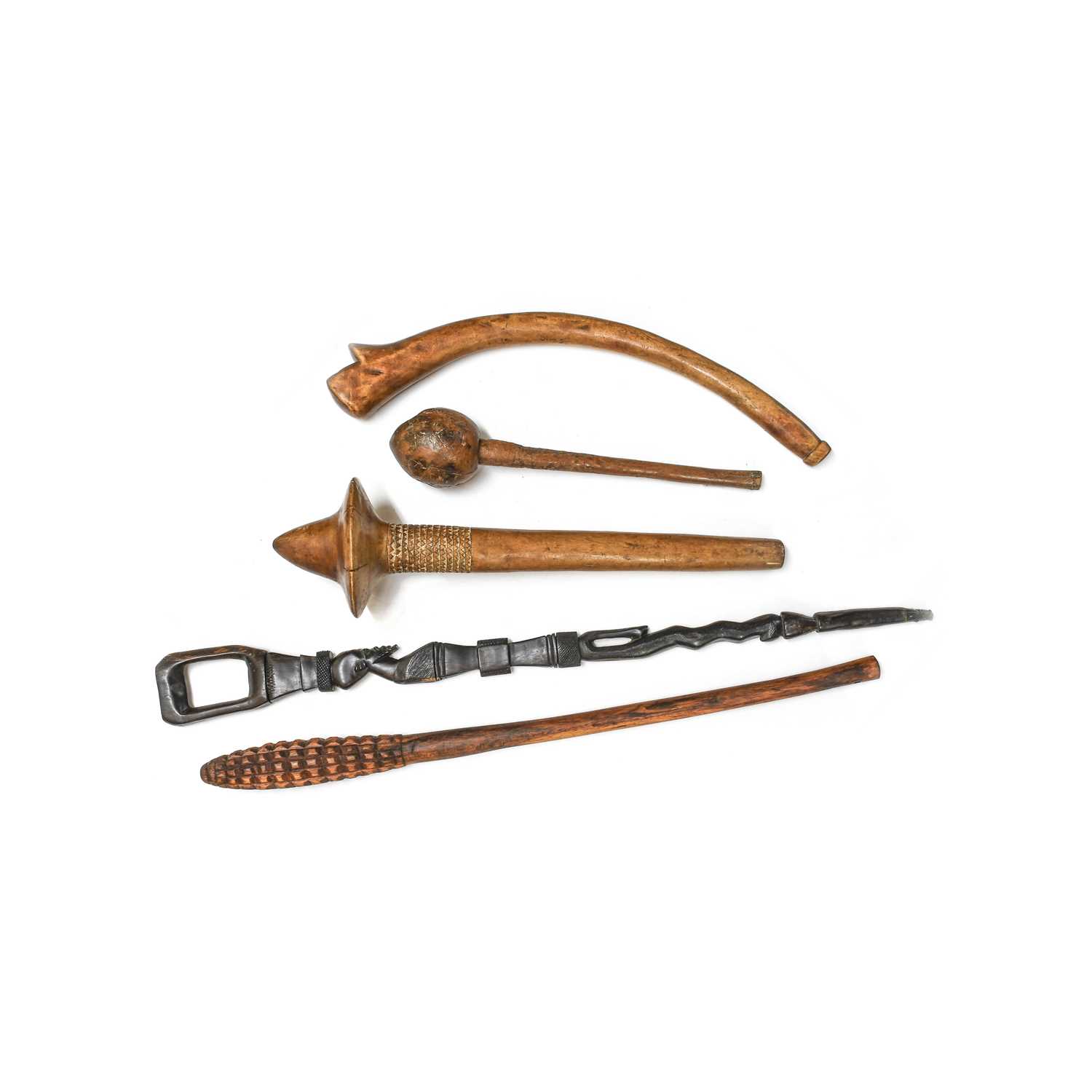 A Fijian Ula (Throwing Club), with large ovoid head and tapering ...