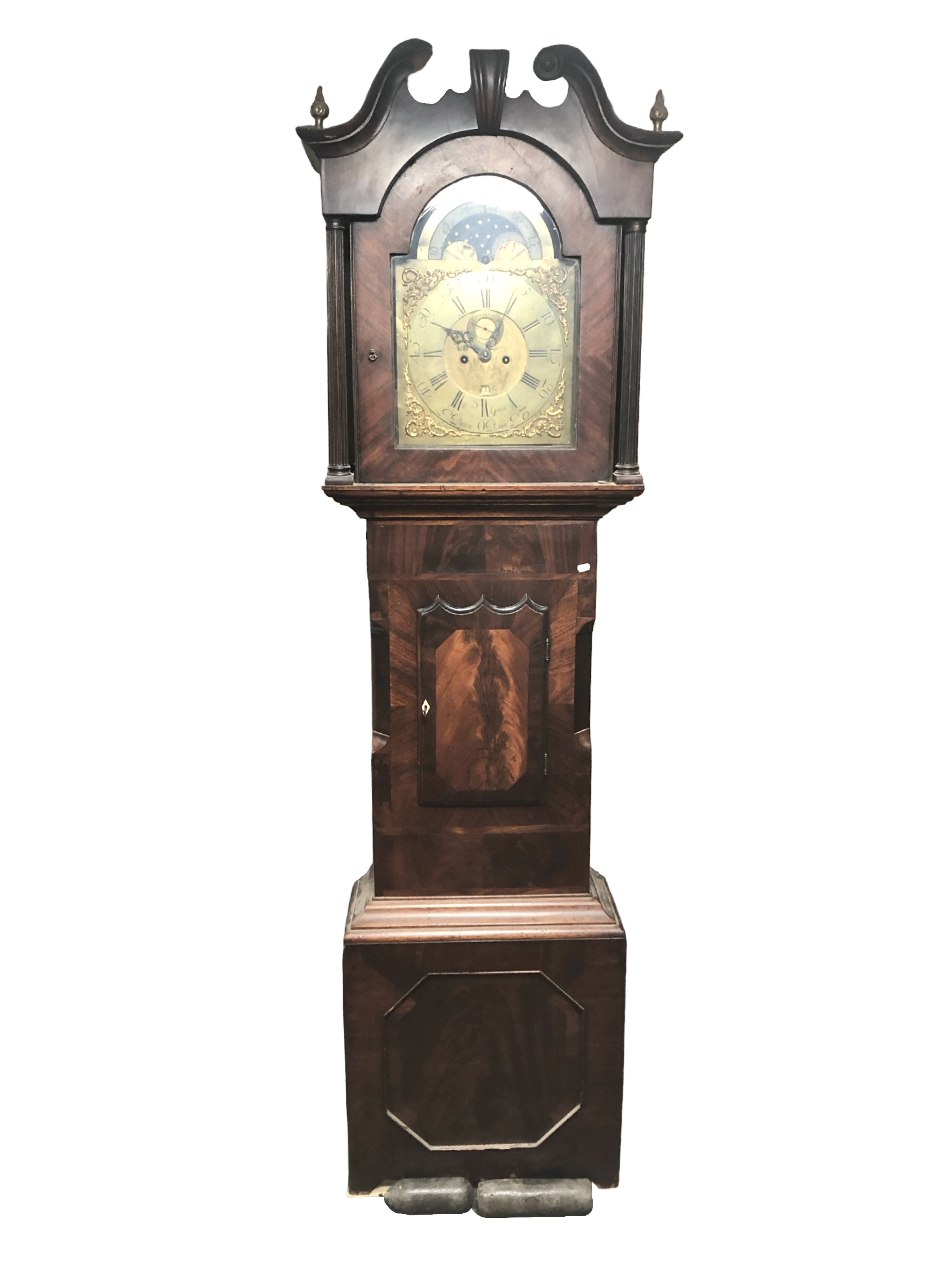 A Victorian mahogany eight day longcase clock with brass moon phase ...