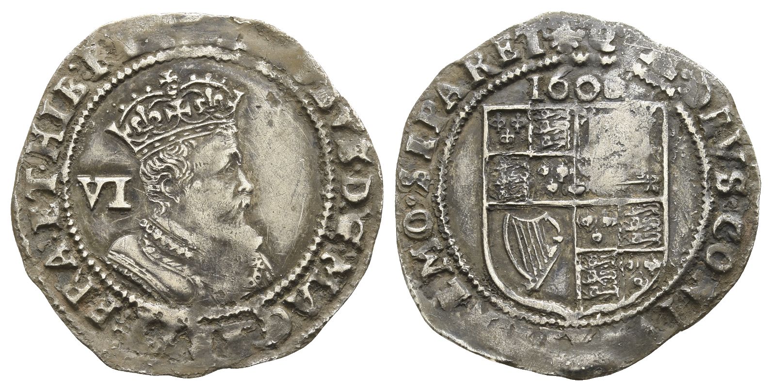 England. Stuart, James I AR Sixpence. Dated 1606. Tower (London) mint ...