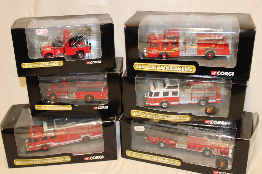 Six Corgi mint and boxed fire engines including Bartlett 75ft ladder, E ...