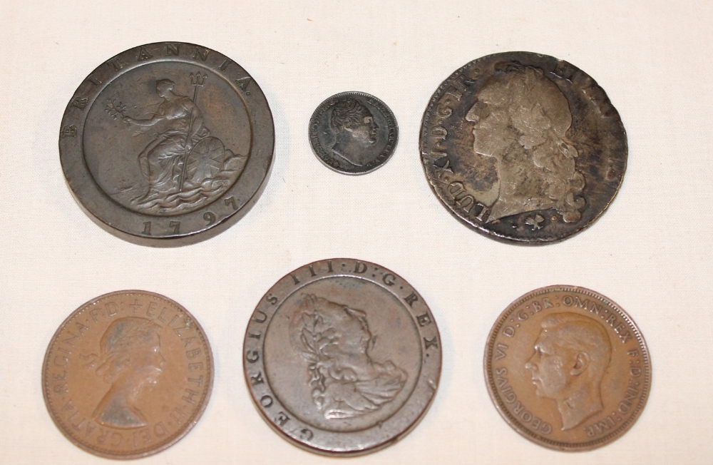 A French 1764 silver 1 ecu, 1797 cartwheel twopence, cartwheel penny ...