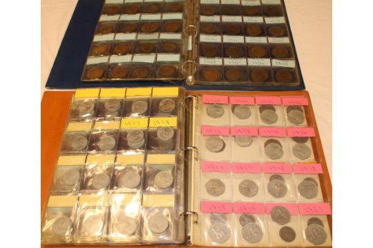 Two albums containing a collection of GB pre-decimal coins together ...