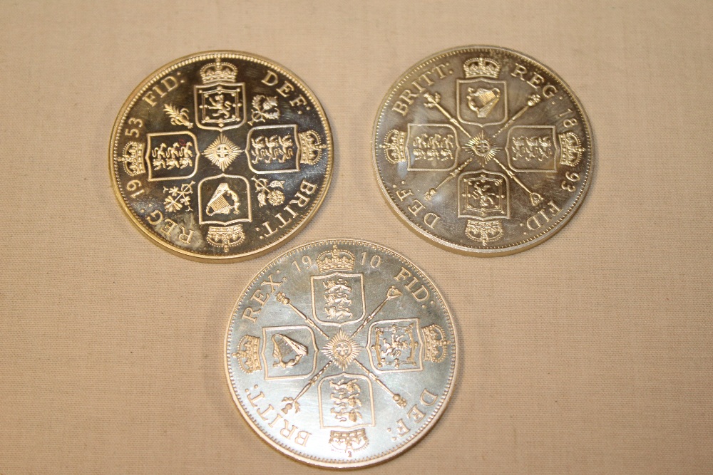 Three silver pattern proof crowns - 1893, 1910 and 1953 (3)