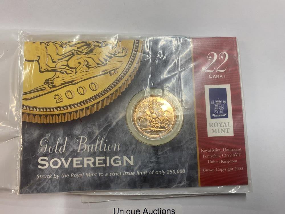 A 2000 Millennium Gold Bullion Sovereign Proof - sealed in original ...