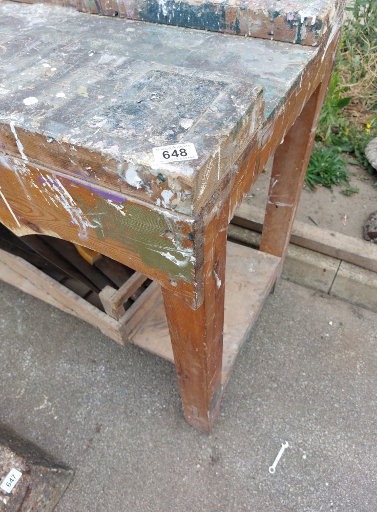 A work worn workshop bench