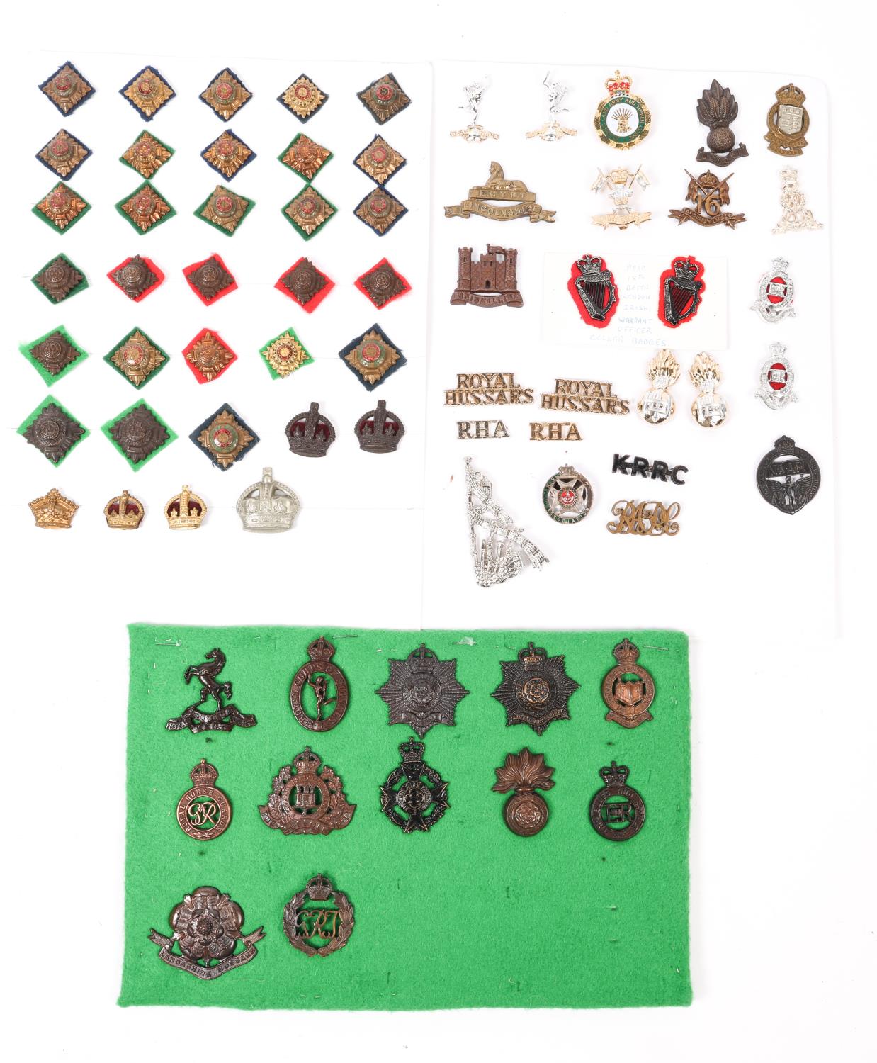 Approximately 50 various collar badges, including many anodised and a ...