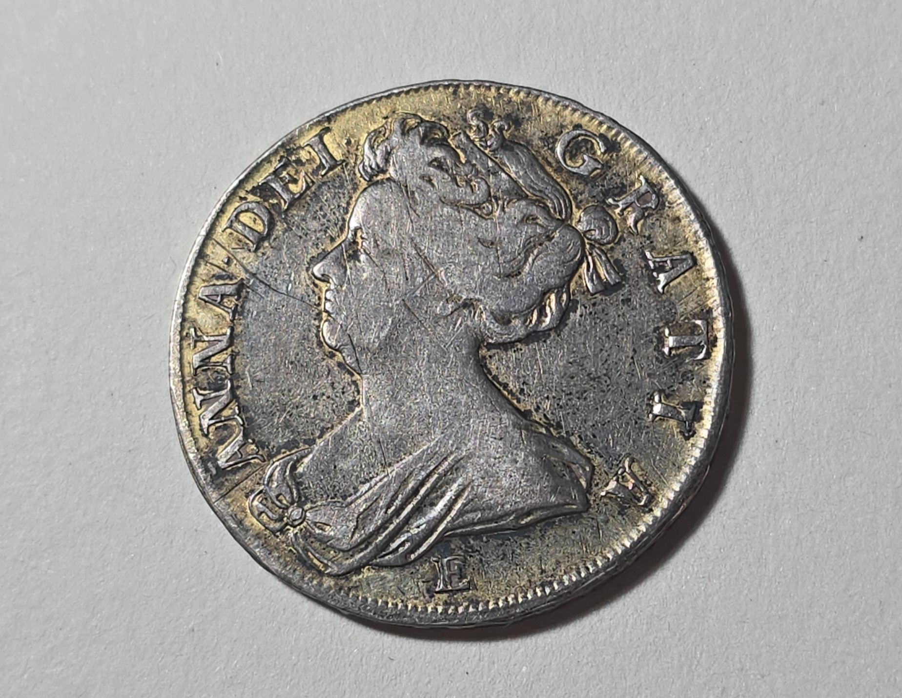 Queen Anne, AR Halfcrown , Edinburgh Mint, 1708, septimo, NF (traces of ...