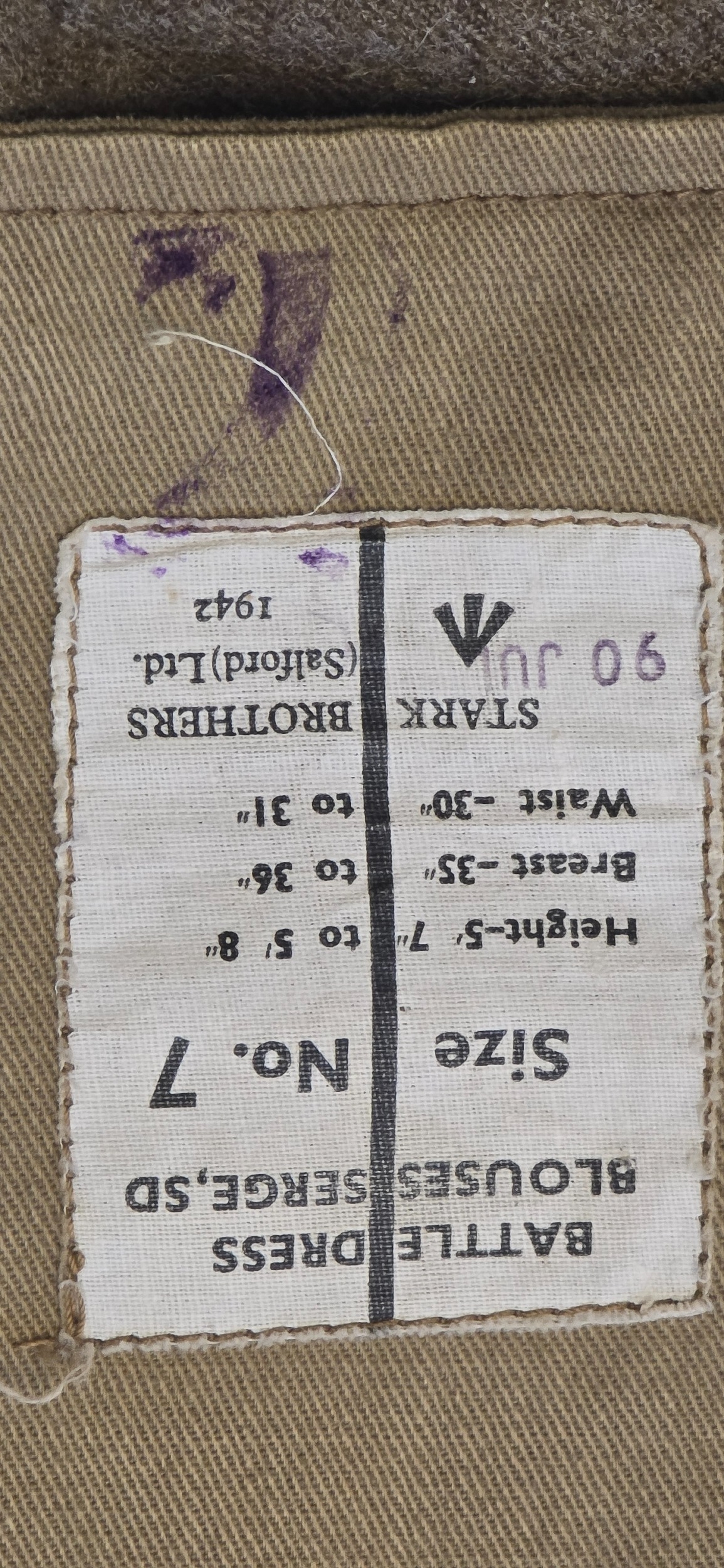 WW2 British 37 pattern battle dress Dated 1942 Royal Signals badged ...