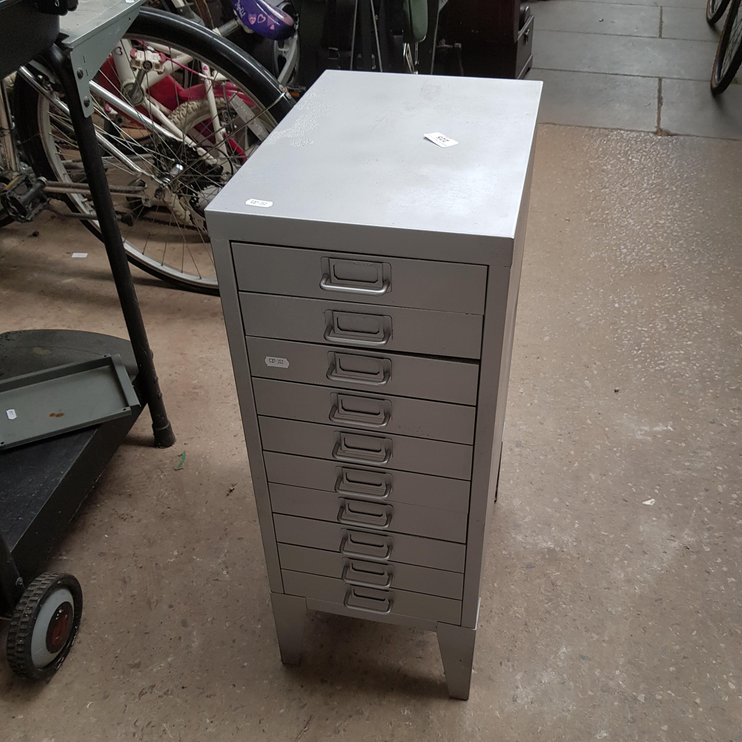 A metal drawer unit