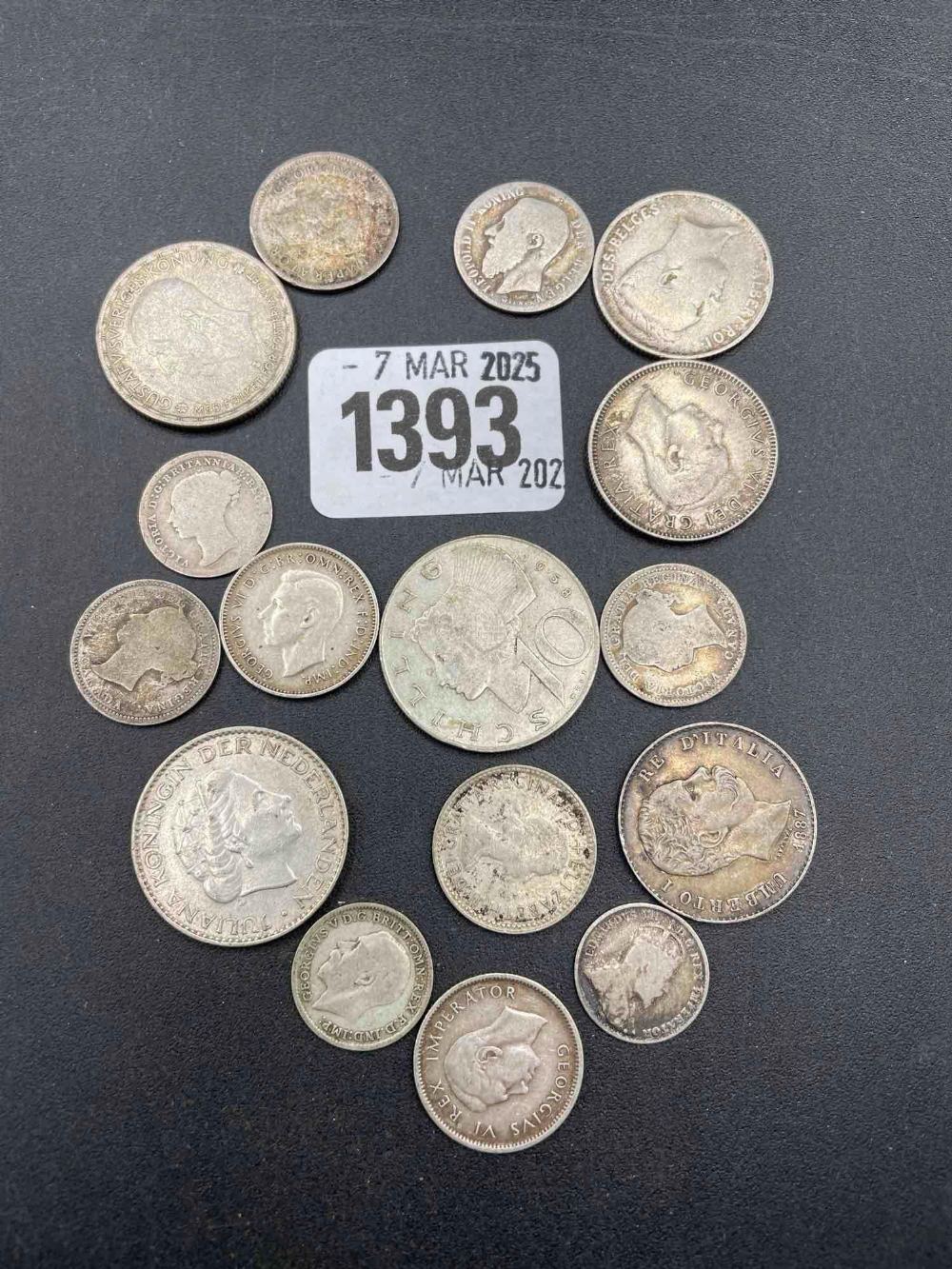 A bag of Commonwealth silver coins