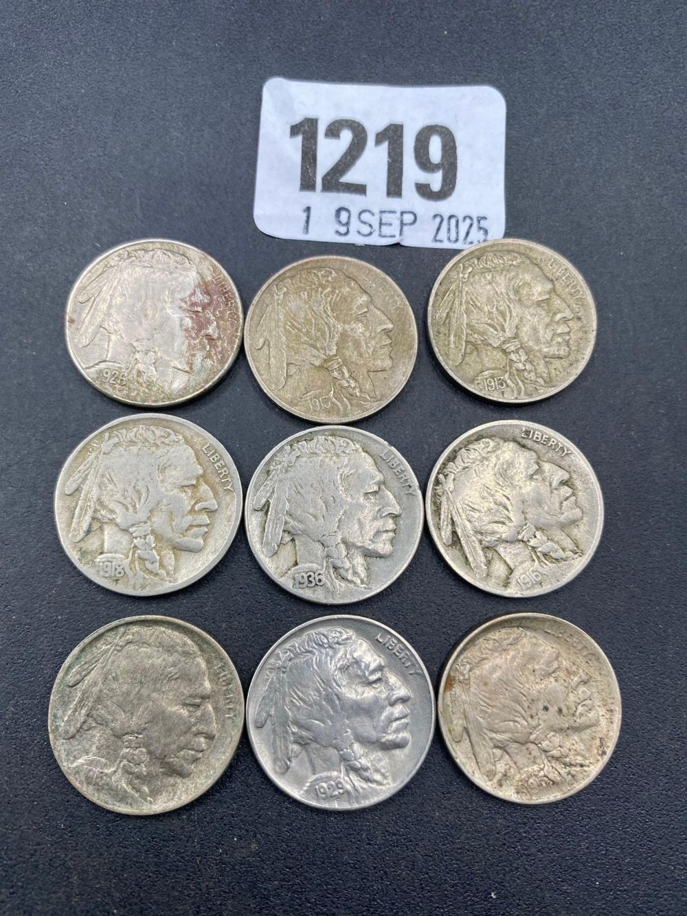 USA 9 x Indian head 5c coins, some better grade