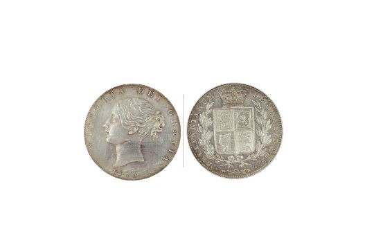 Victoria, silver halfcrown, 1839, young head, one ornate and one plain ...
