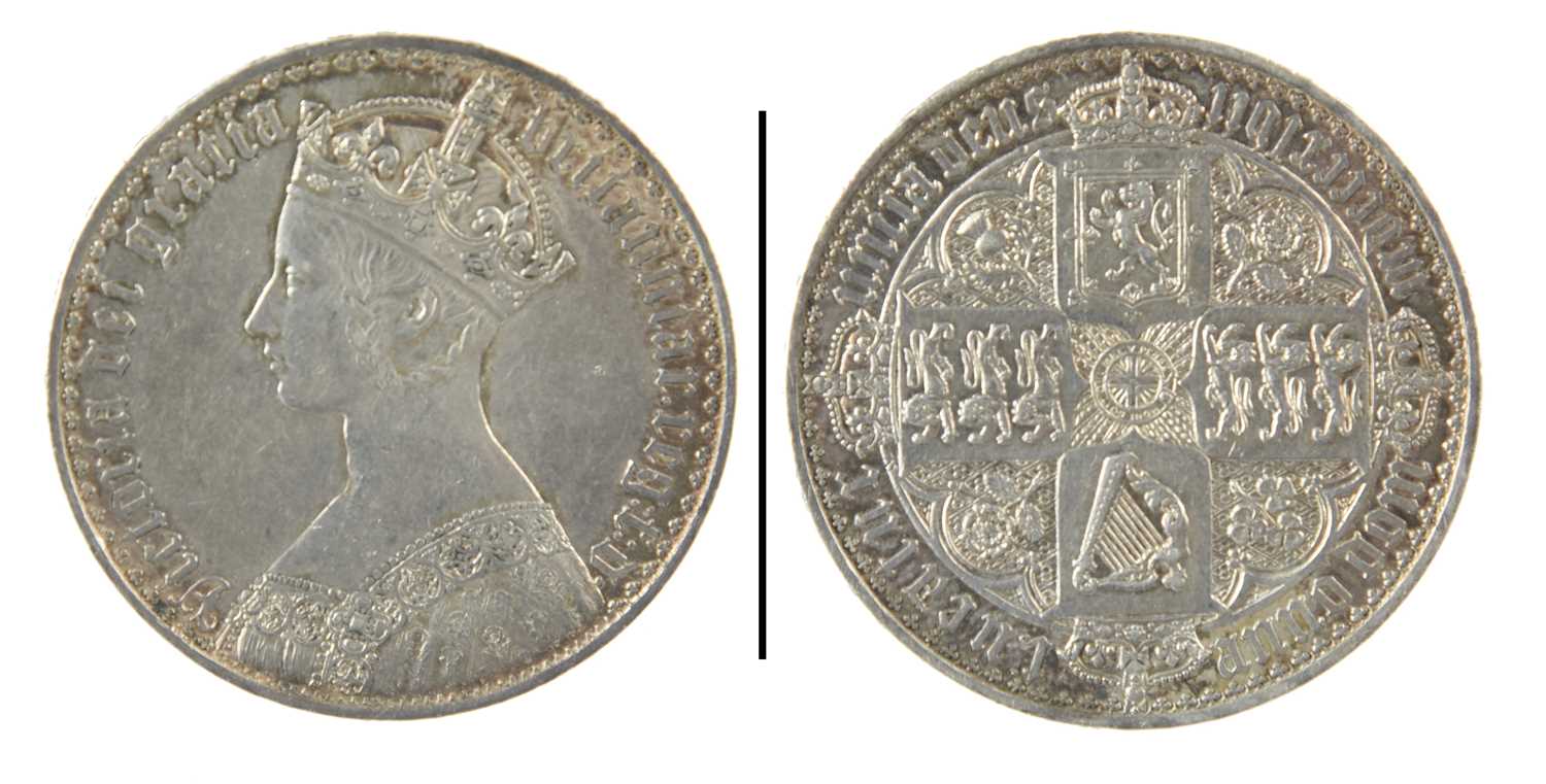 Victoria, silver crown, 1847, 'gothic' type, edge UNDECIMO (S 3883 ...