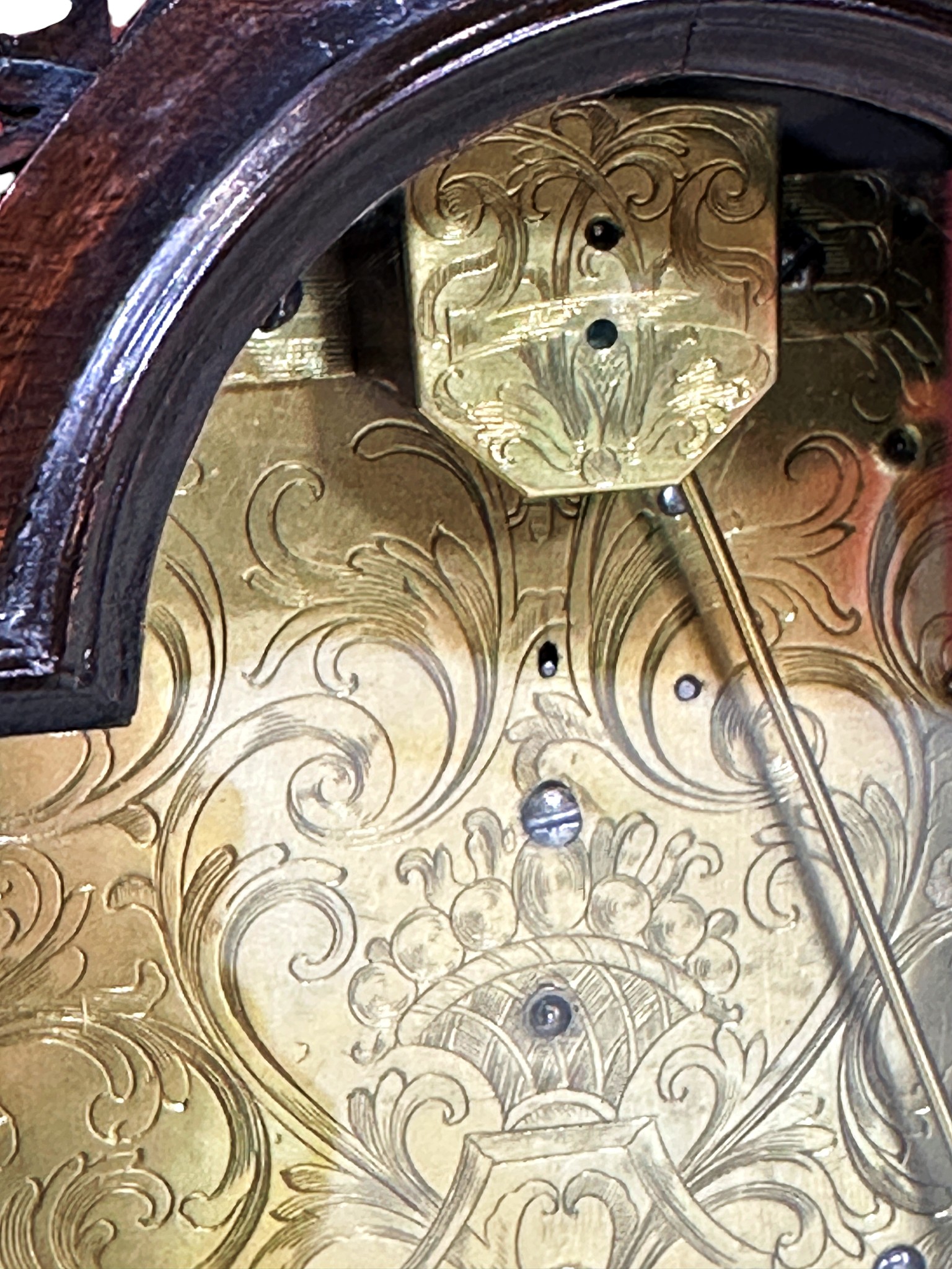 An 18th century bracket clock by Lewis Miraut, the 6" dial with ...