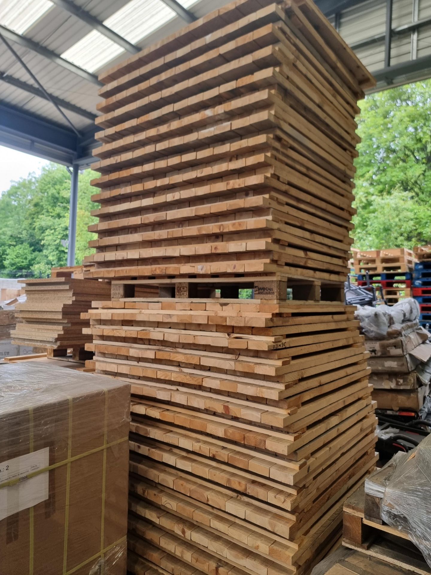3 PALLETS OF WOODEN SHELVING BOARDS