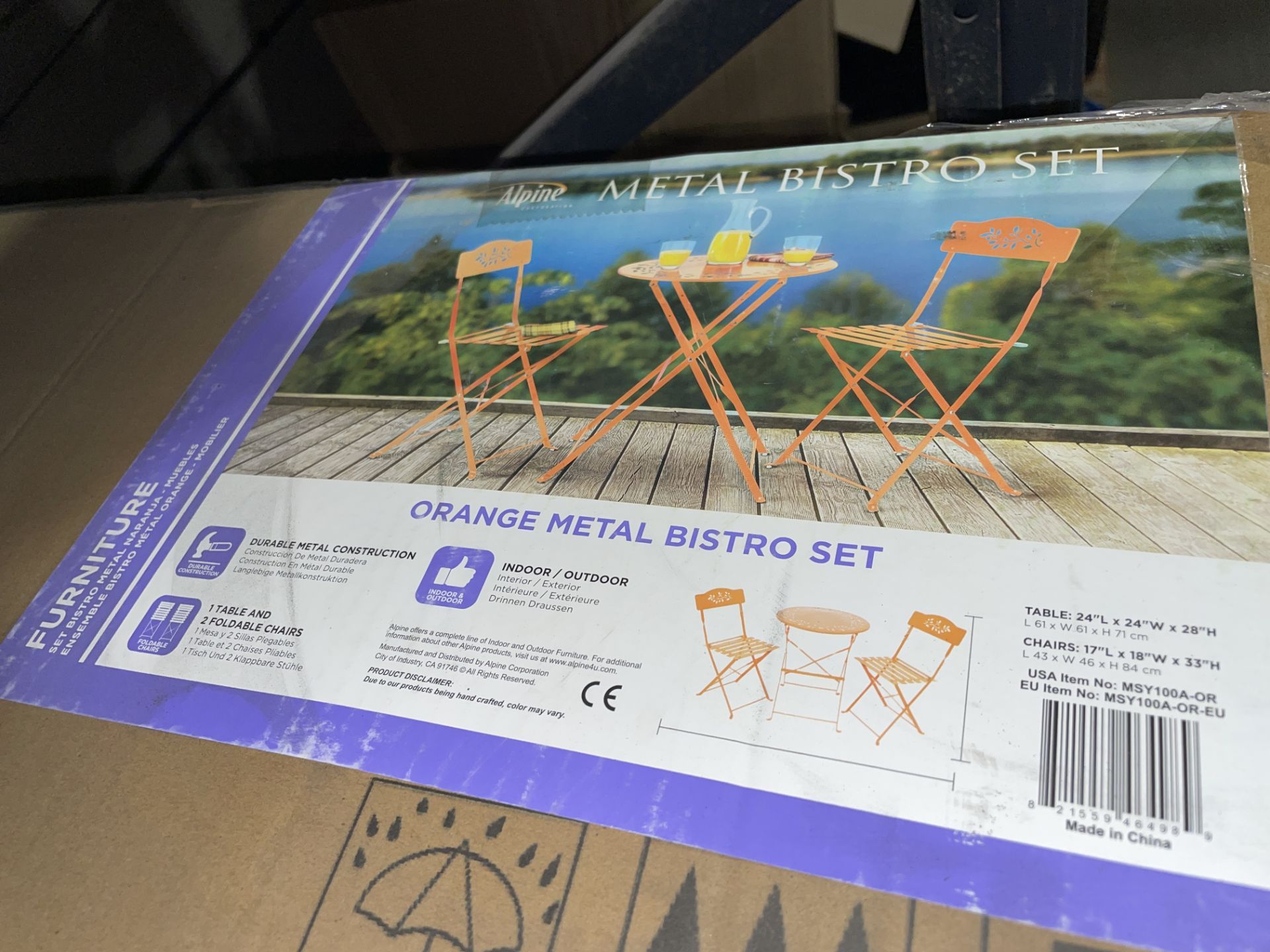 BRAND NEW Alpine Corporation Indoor/Outdoor 3-Piece Bistro Set Folding ...