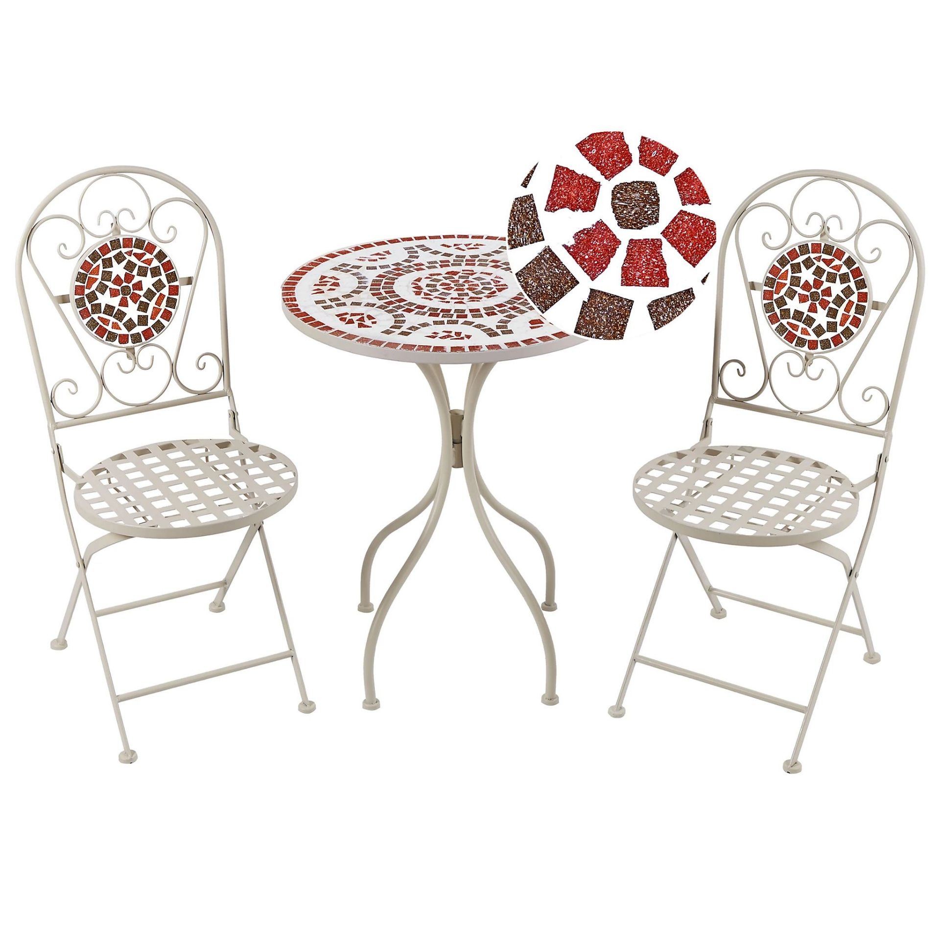 Alpine Corporation JFH918A Mosaic Bistro Set, 3-Piece, 2 People Seating ...