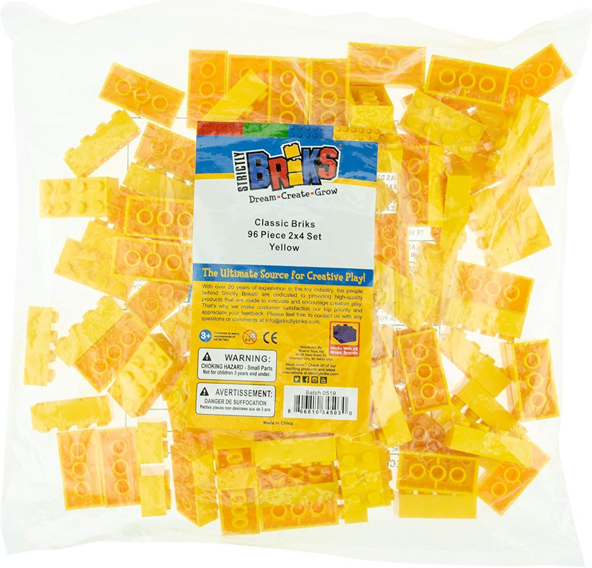 50 X BRAND ENW STRICTLY BRIKS 96 PIECE YELLOW CLASSIC BRICK SETS R12-16