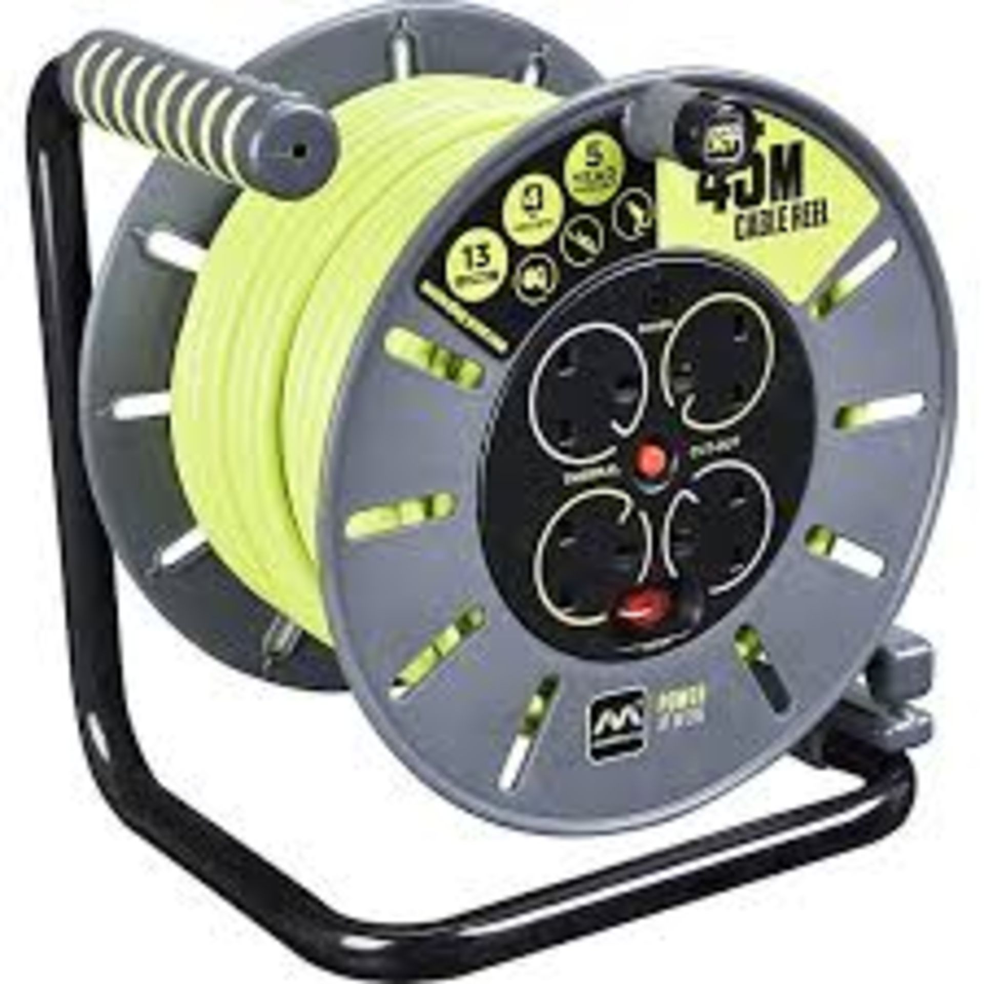 Masterplug 4 socket Grey Indoor & outdoor Cable reel, 45m. - SR1.4.10.