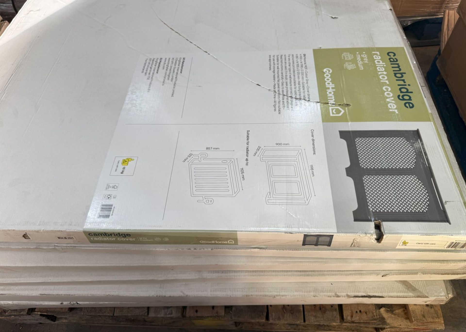 PALLET TO CONTAIN 6 X BRAND NEW CAMBRIDGE RADIATOR COVER, GREY, MEDIUM.
