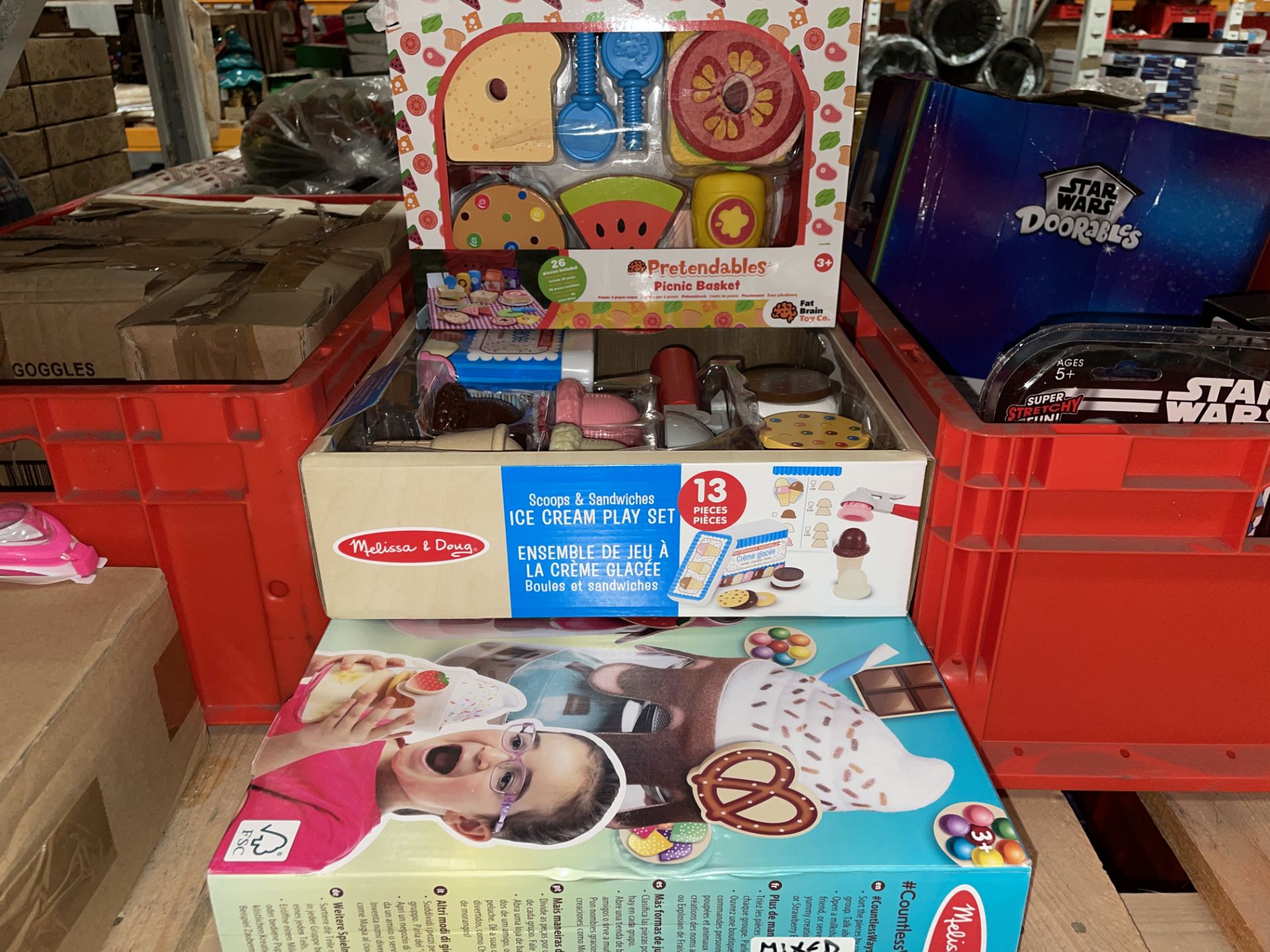 3 PIECE MIXED TOY LOT INCLUDING MELISSA AND DOUG ICE CREAM PLAY SET ...