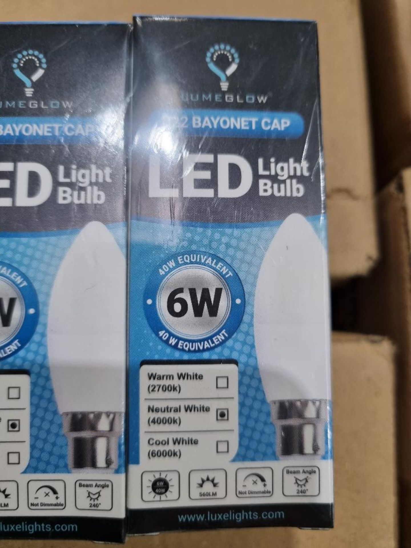 120 X NEW & BOXED LUME GLOW LED B22 BAYONET CAP LIGHT BULB. NEUTRAL ...