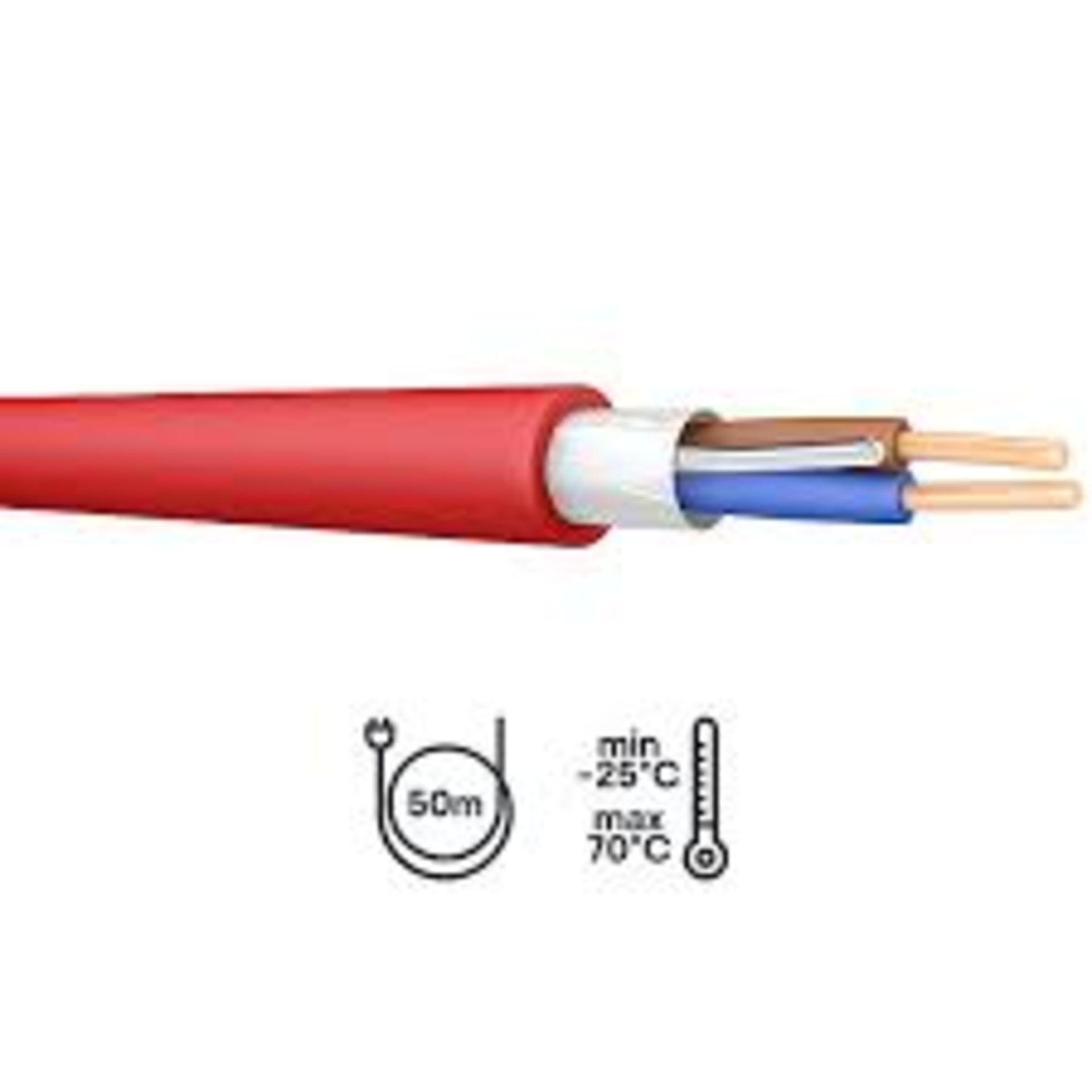 Prysmian FP200 Red 2 core Fire resistant cable, 1.5mm² x 50m. - SR2.4.5.