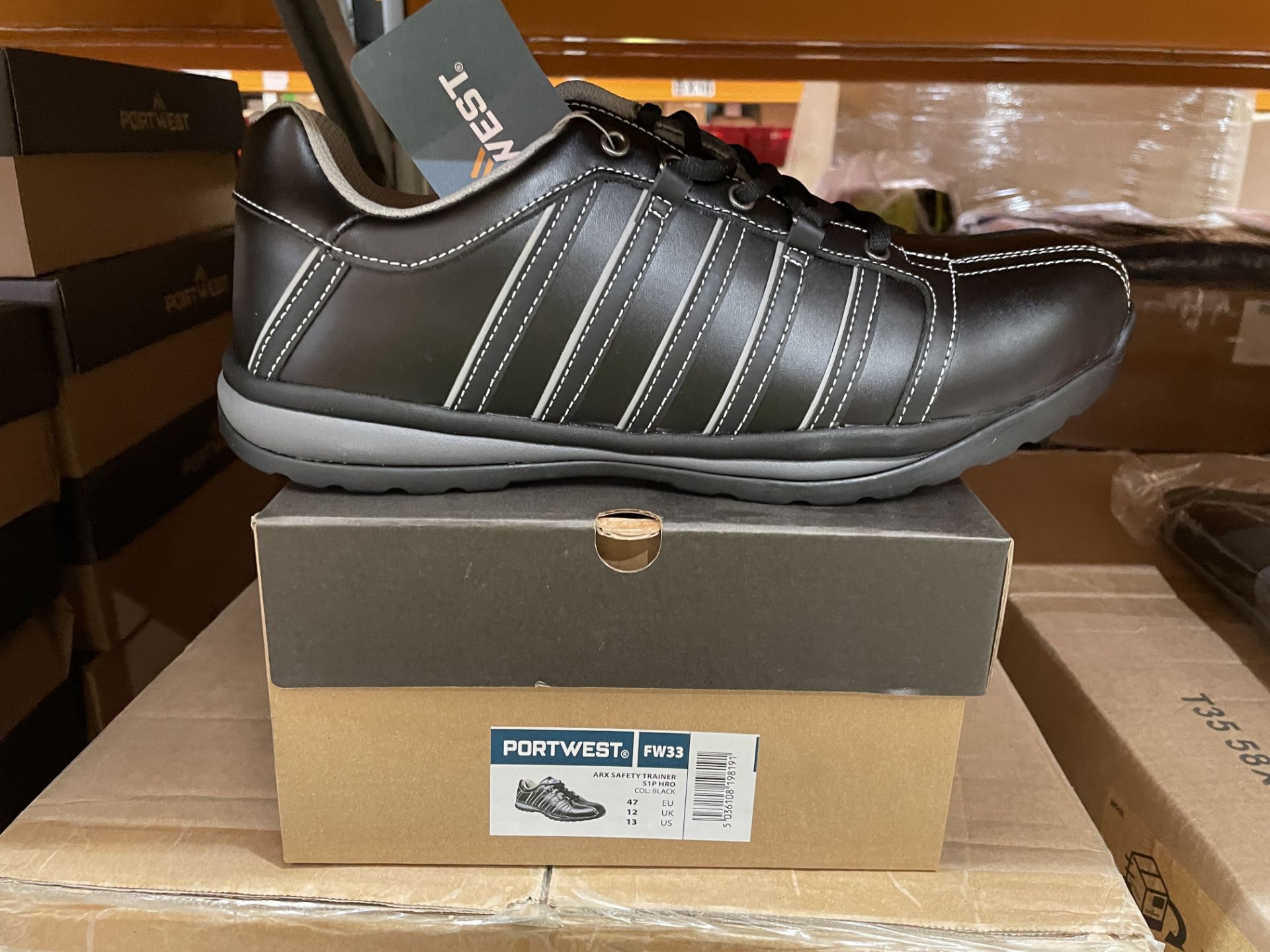 6 X BRAND NEW PAIRS OF PORTWEST BLACK STEELITE LASUM SAFETY TRAINERS ...