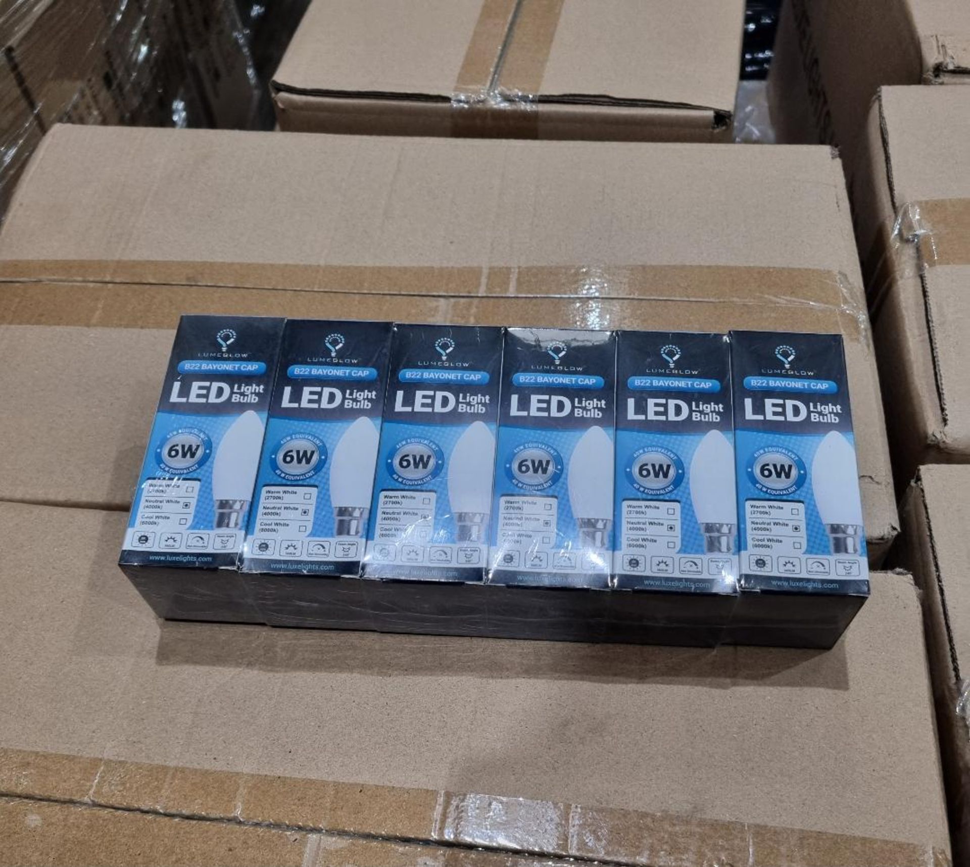 120 X NEW & BOXED LUME GLOW LED B22 BAYONET CAP LIGHT BULB. NEUTRAL ...