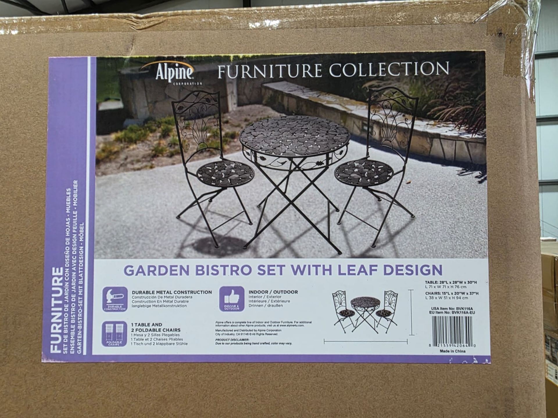 New & Boxed Alpine Corporation Indoor/Outdoor 3-Piece Bistro Leaf Set ...