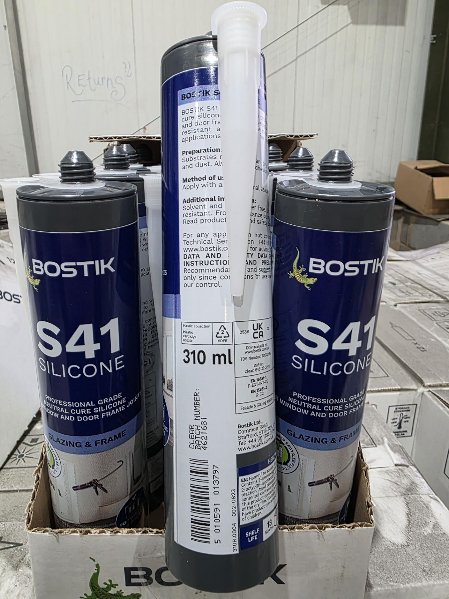 60 x Bostik S41 Neutral Cure Window & Door Frame Silicone Sealant 310ml ...