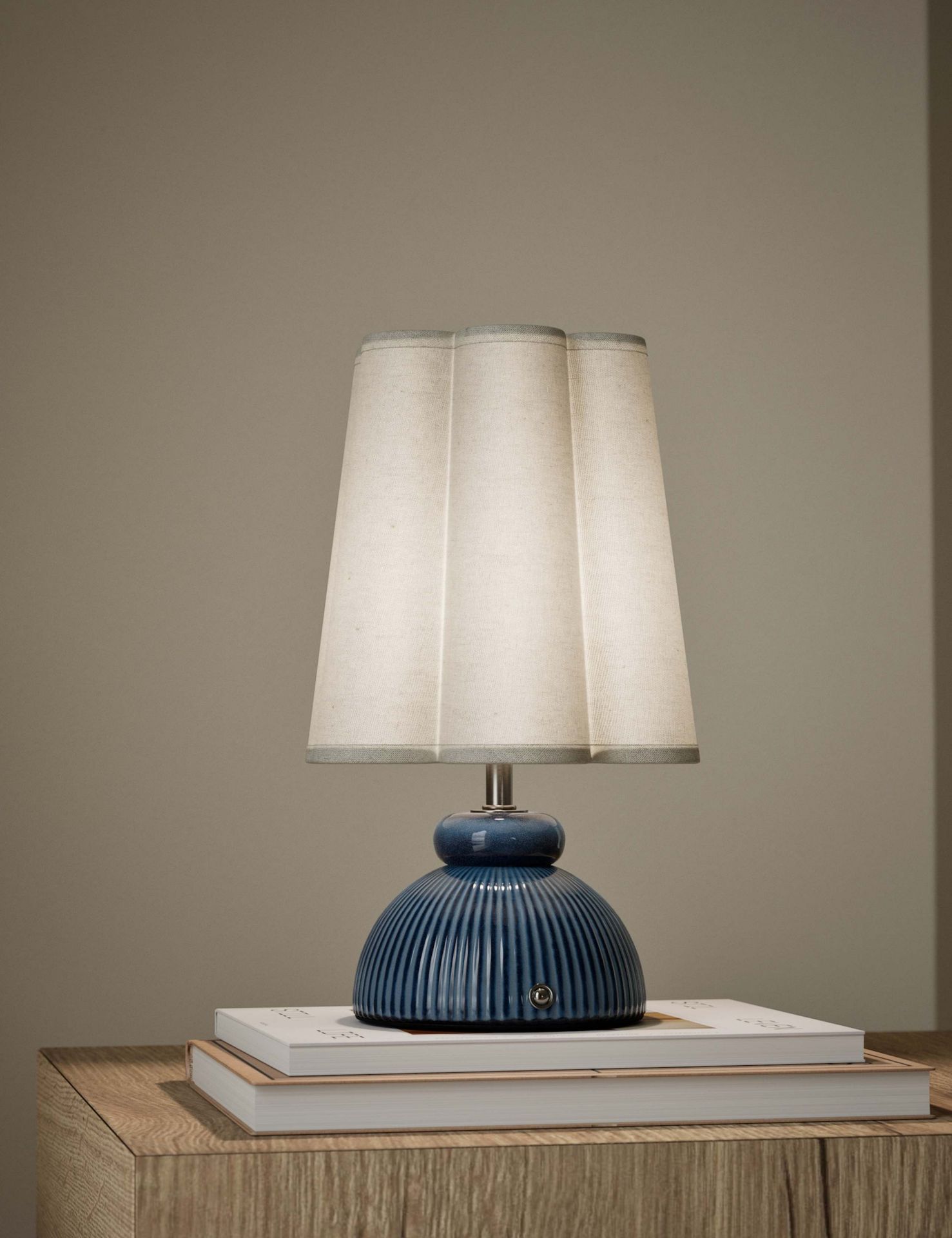 MARKS & SPENCER Ribbed Scallop Rechargeable Table Lamp Blue-SR4F This ...