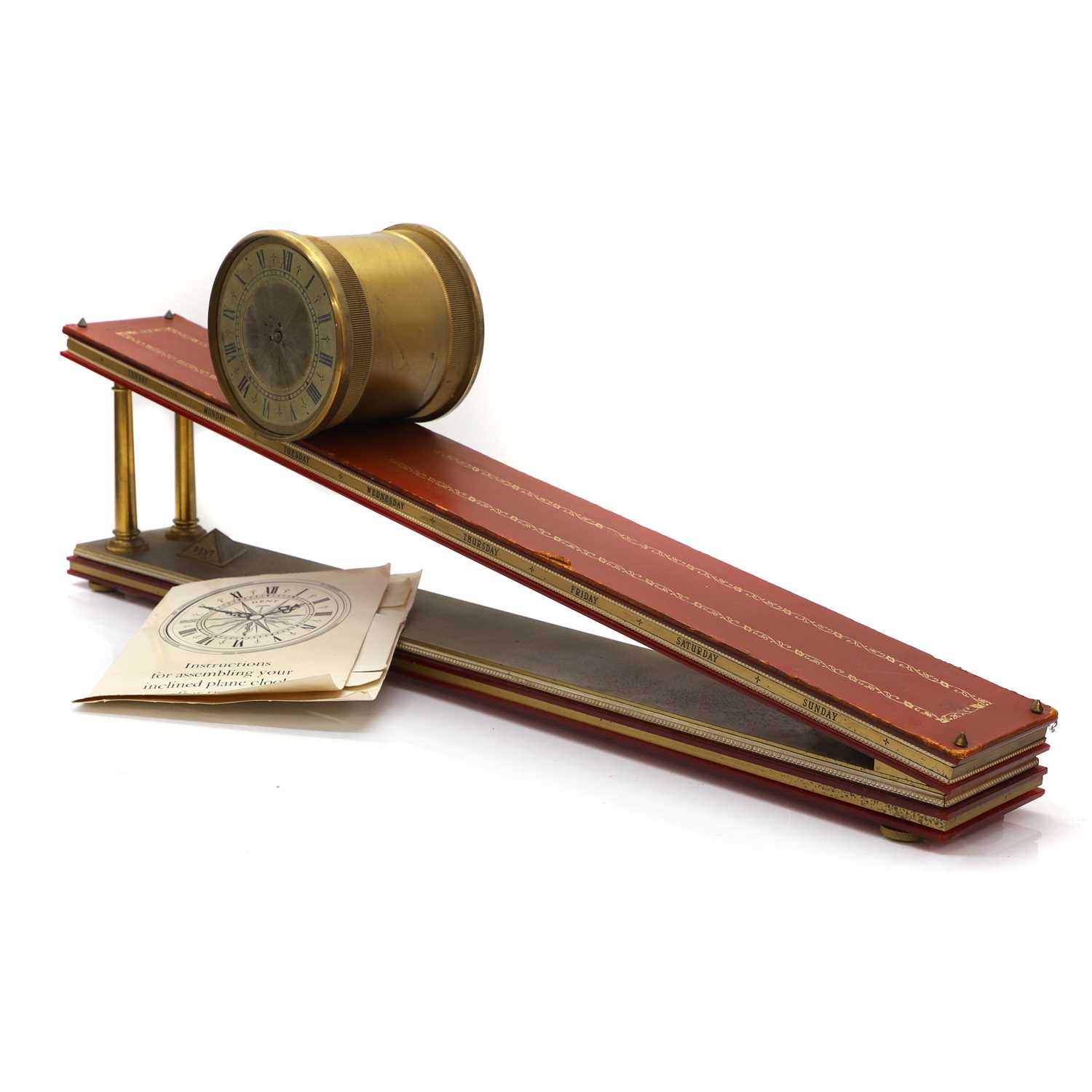 A Dent of London brass 'Inclined plane' clock movement and slope ...