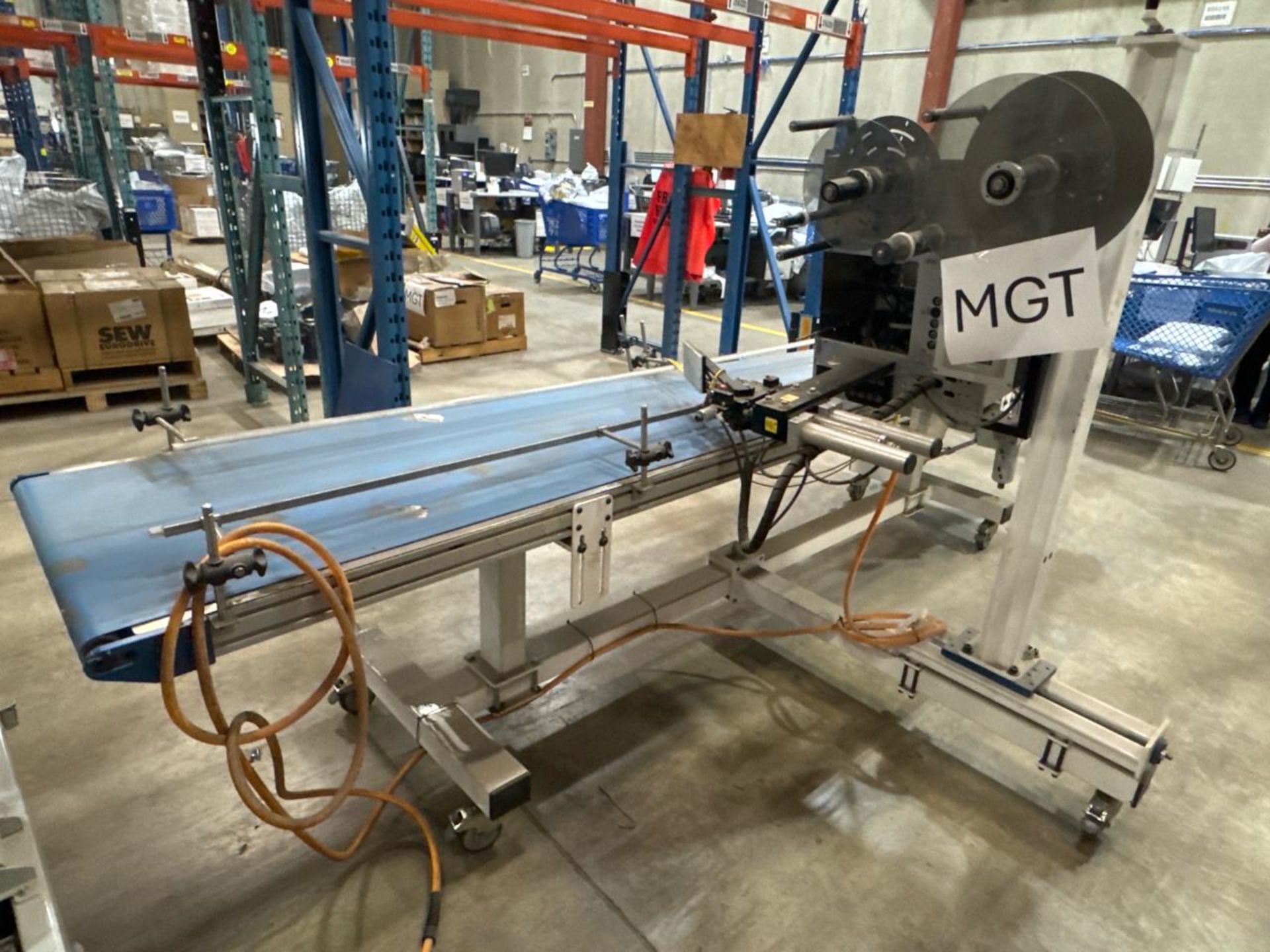 Weber labeler, mod. 5300 R.H. DOM, ser. no. W53003639 w/ belt conveyor ...
