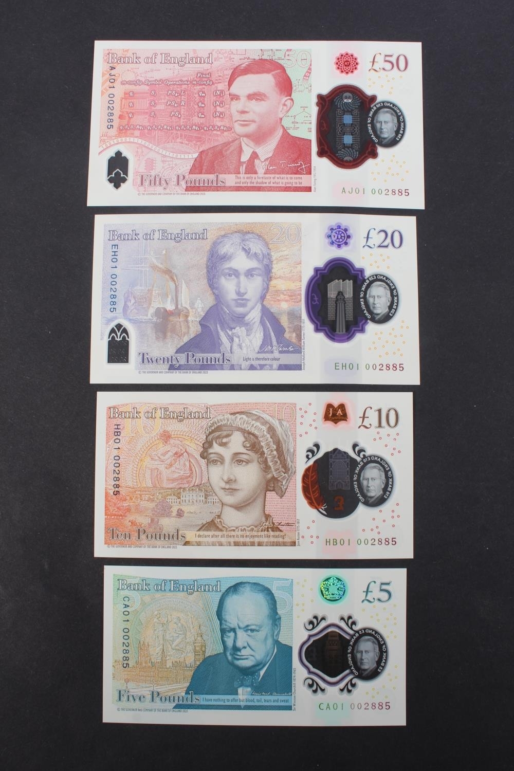 BANK OF ENGLAND King Charles III (2022-) set of polymer banknotes ...