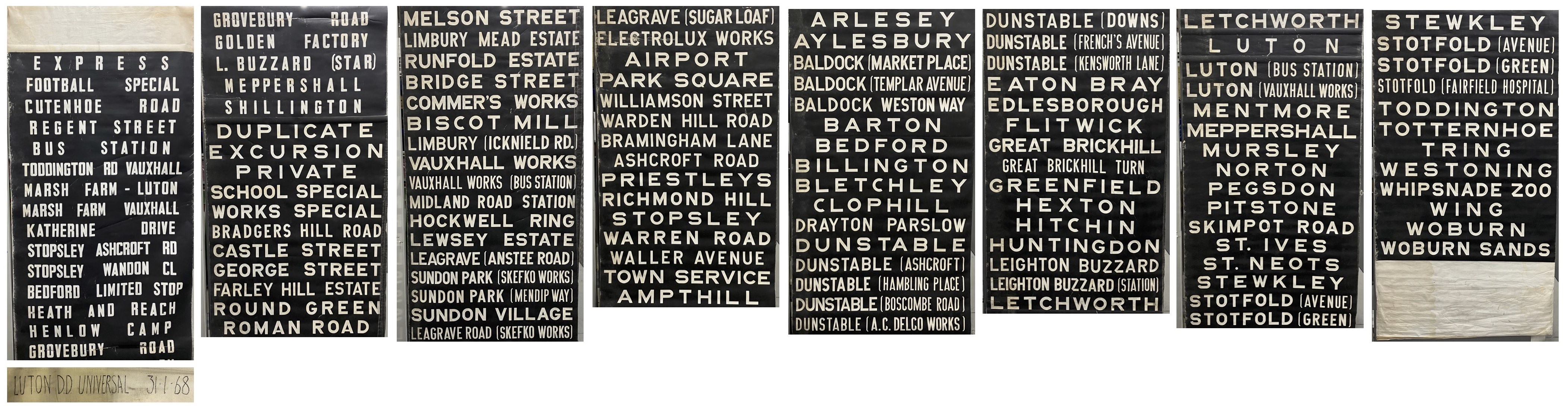 United Counties Omnibus Co Luton garage destination blind from 1964 ...