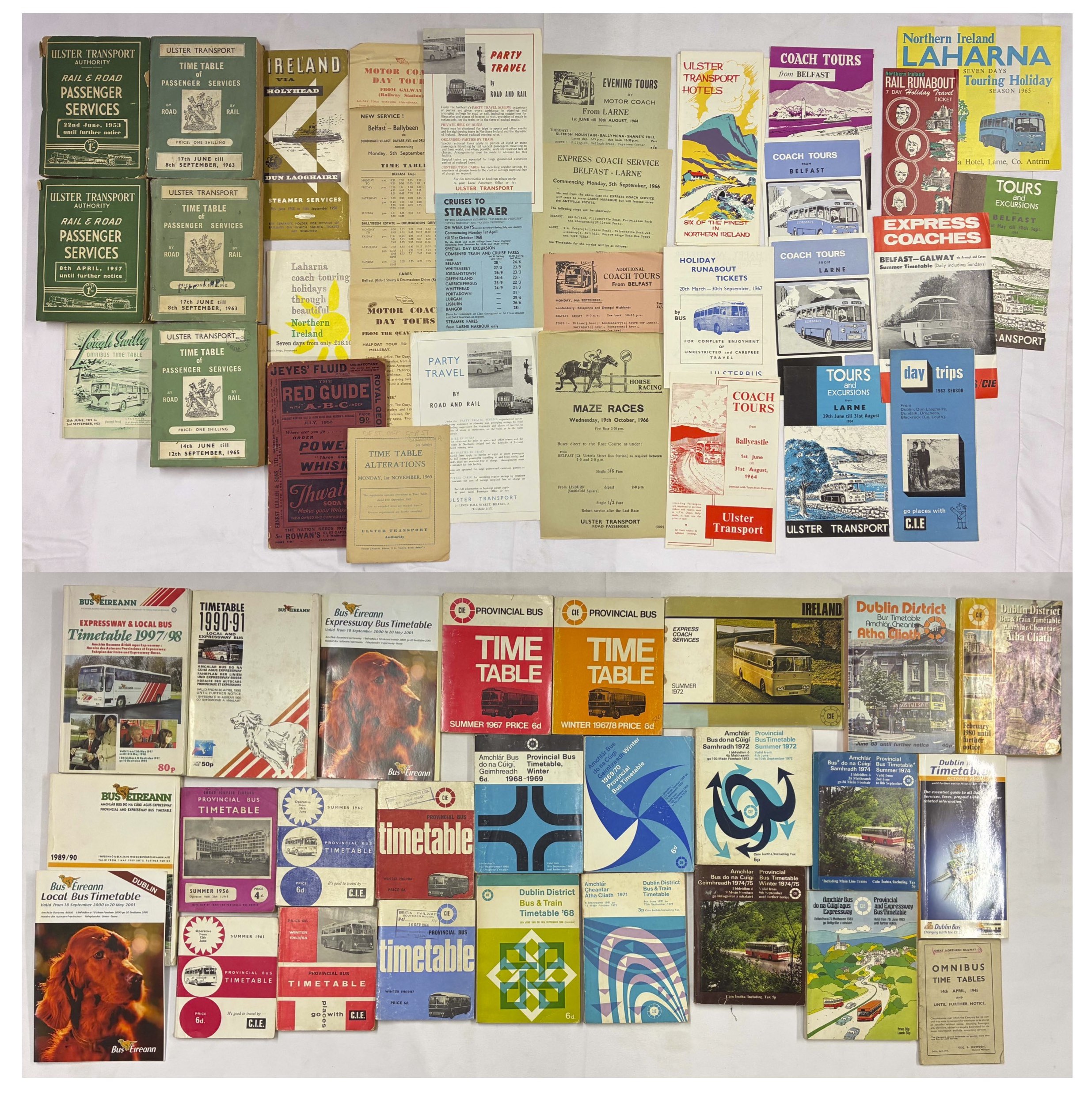 A quantity of Irish timetable books, leaflets and brochures covering ...