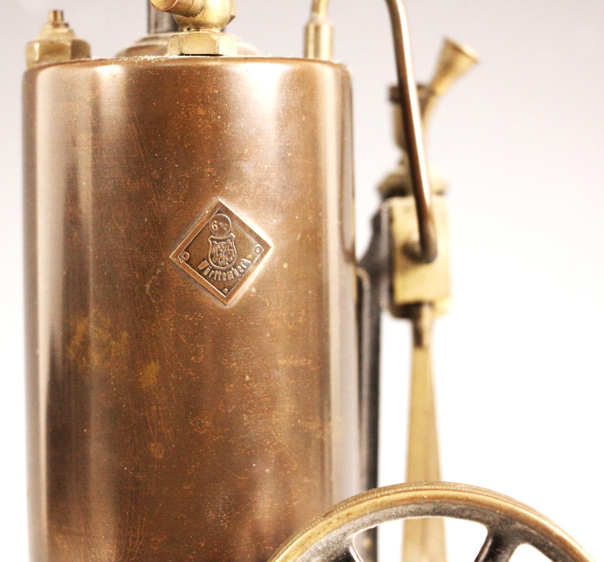 A German live steam vertical steam engine by Marklin of Wurttemberg ...