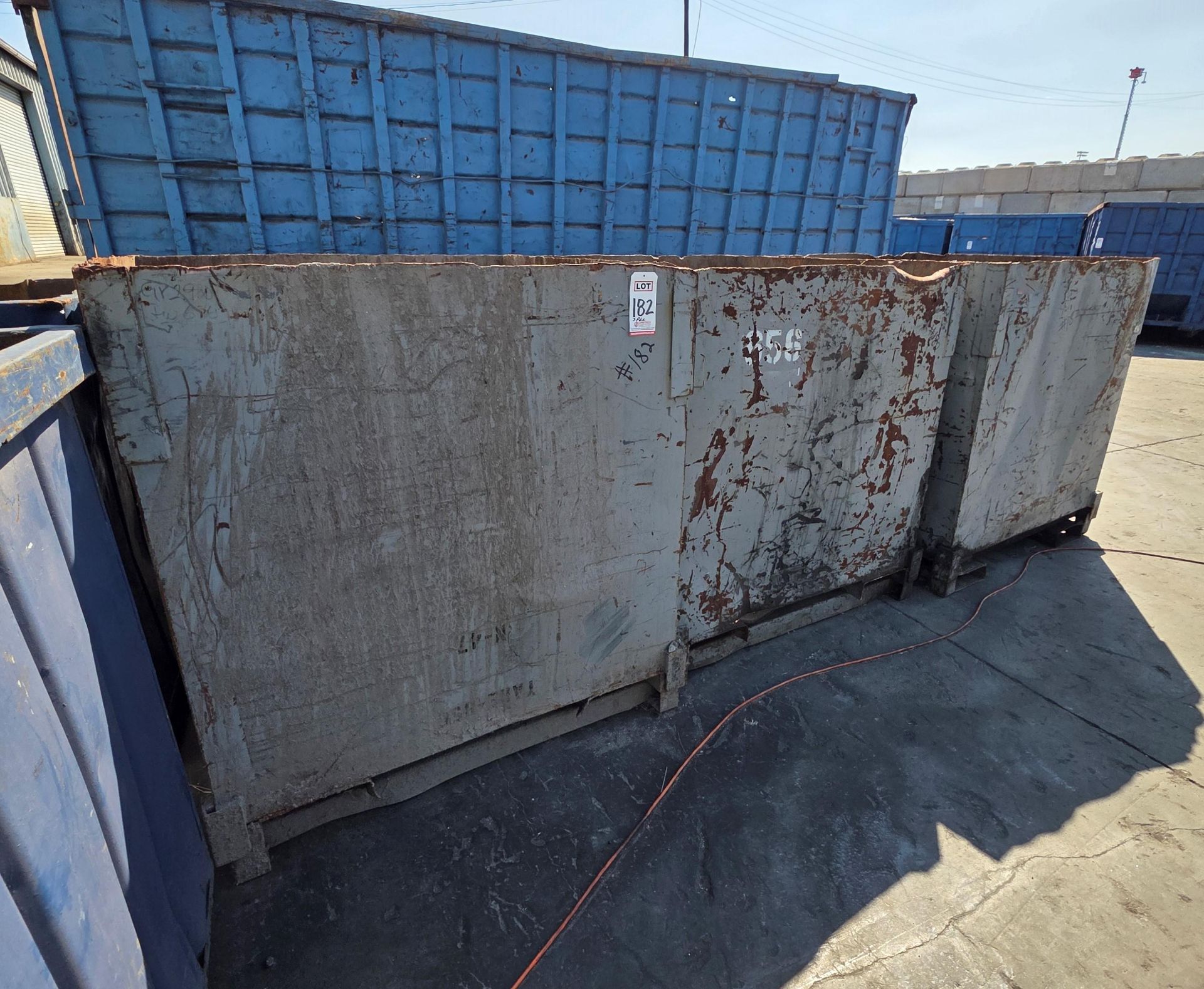 LOT - (3) STEEL SCRAP BINS, 52" X 52" X 56" HT, EMPTY
