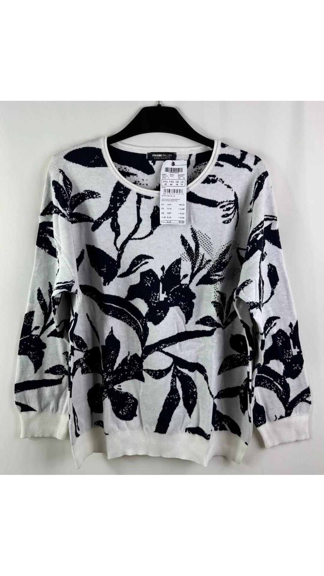 Frank Walder Women's Sweater, Sapphire Blue, Size UK 16