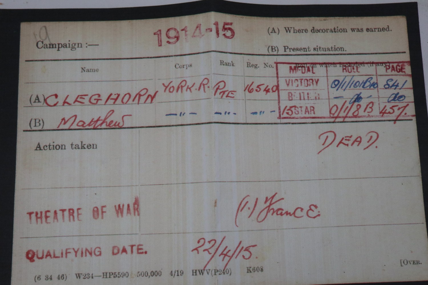 WWI Death plaque and medal group of three, to 16540 PTE M LEGHORN 2nd ...